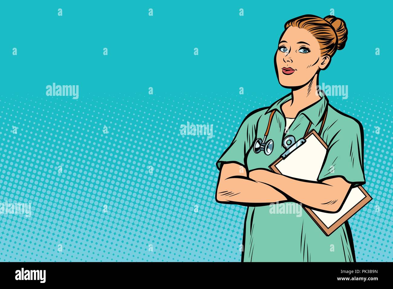 Belle femme médecin souriante Banque d'images vectorielles - Alamy