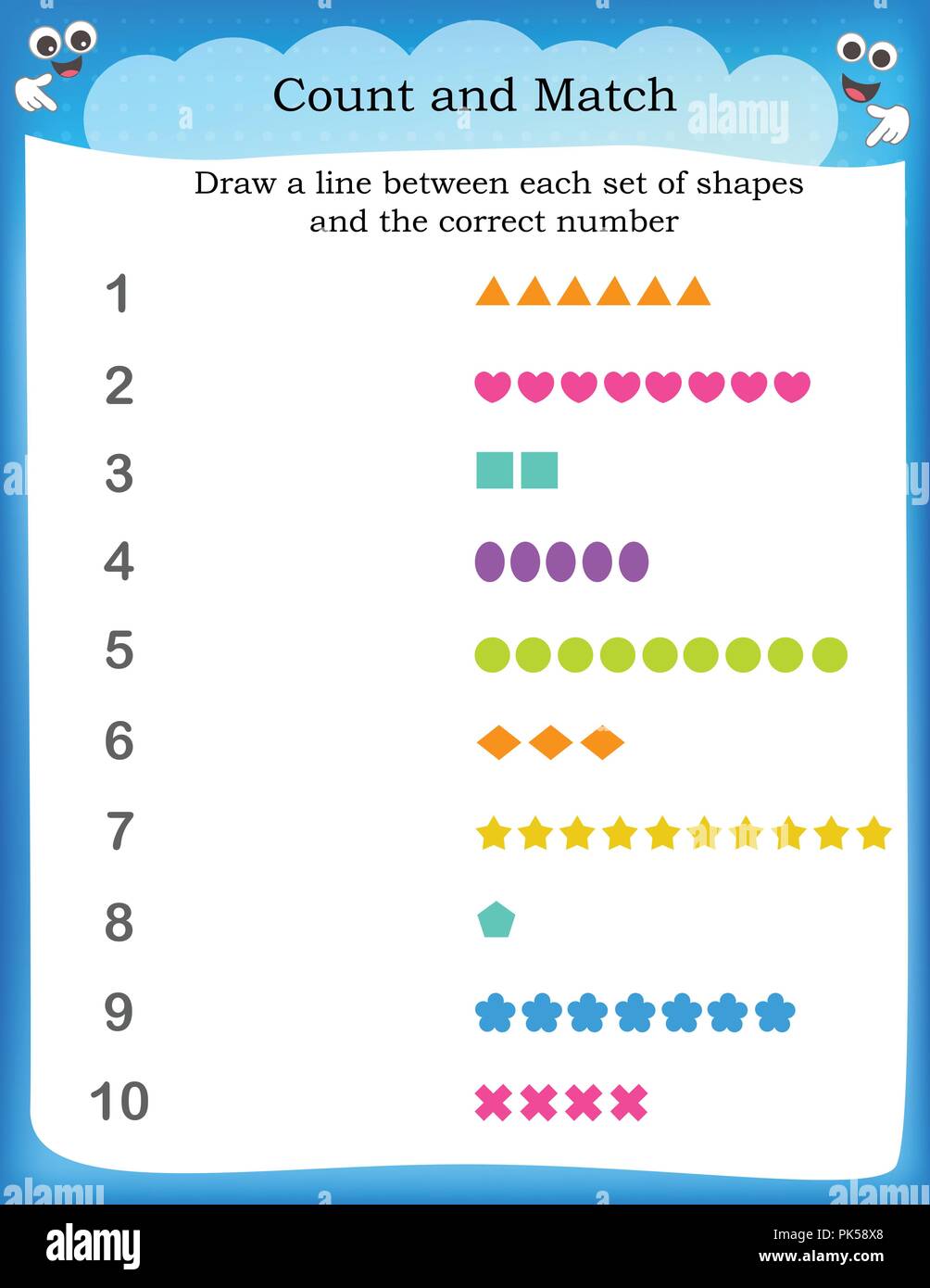 Feuille de travail pour les enfants avec des exercices de comptage ...
