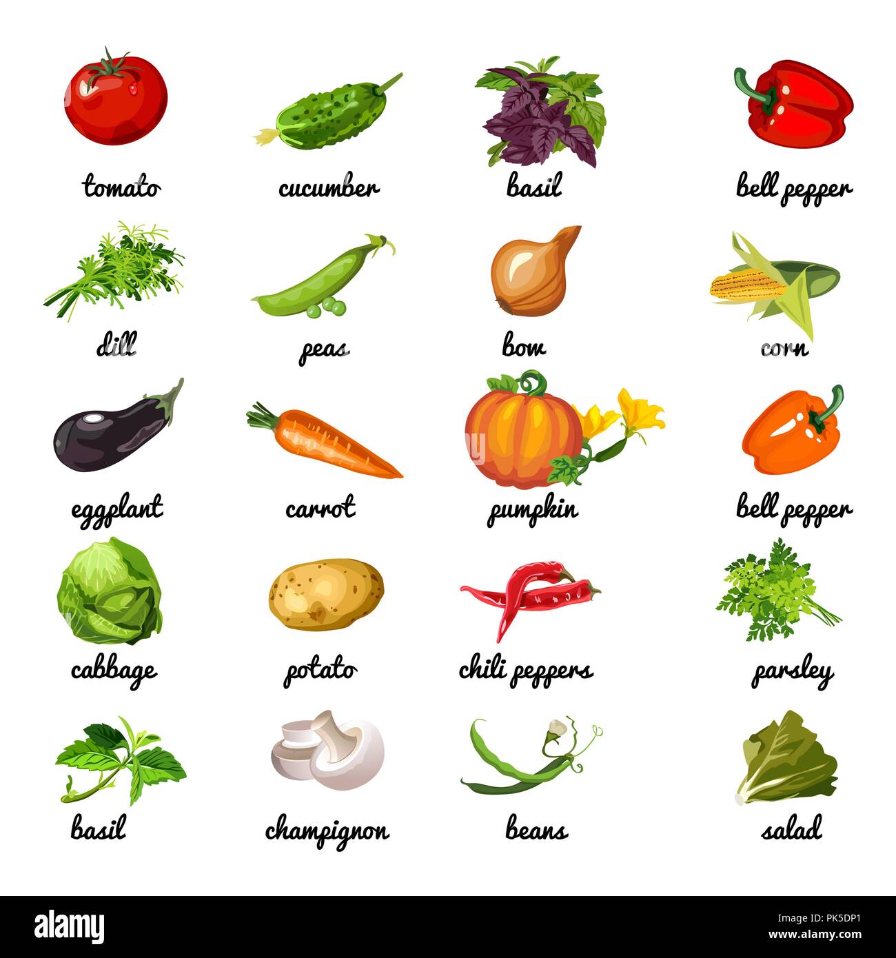 Cute affiche sur thème de l'alimentation saine. Légumes et fines herbes ...