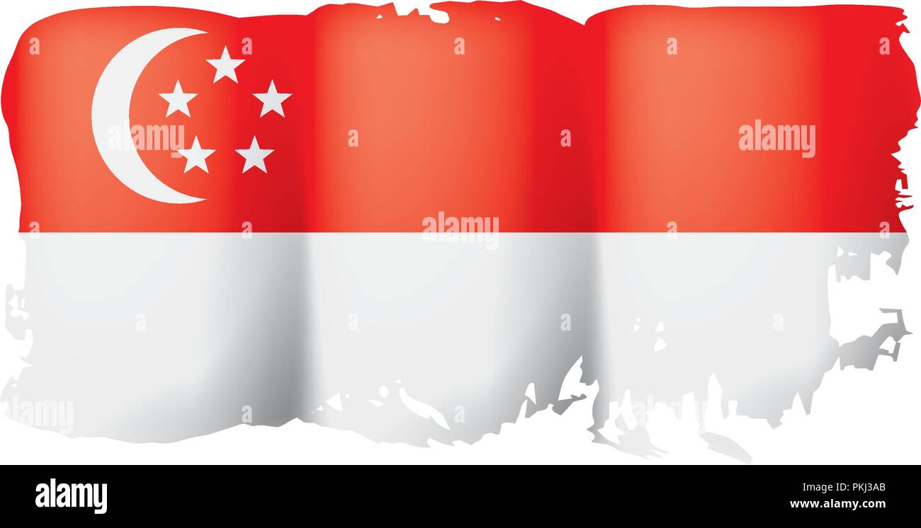 Drapeau de Singapour, vector illustration sur fond blanc Image ...