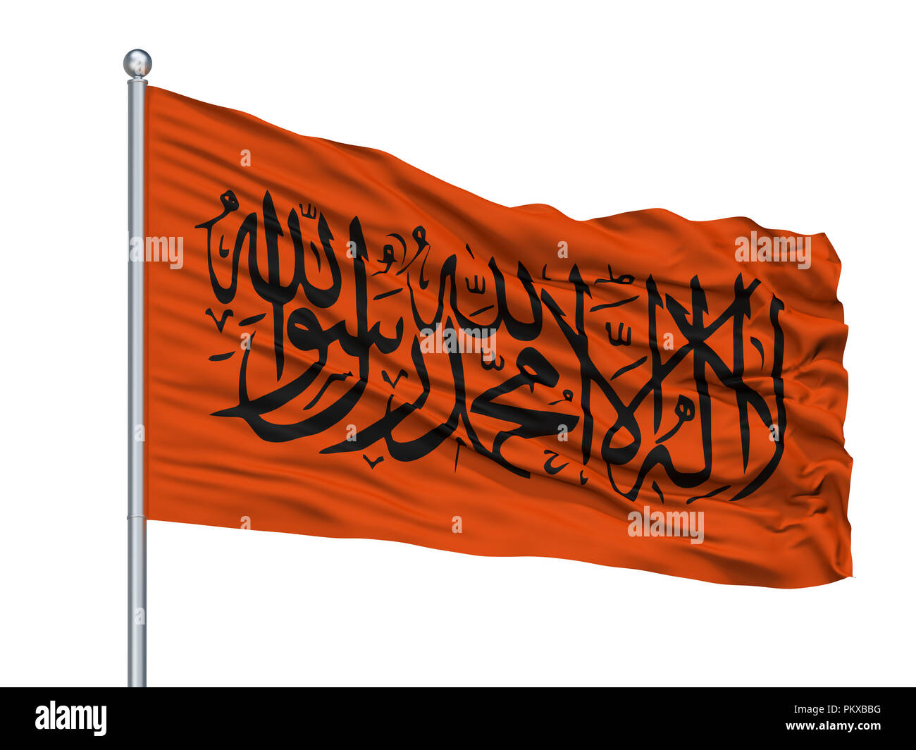 Groupe Islamique du Kurdistan drapeau sur mât, isolé sur fond blanc, 3D ...