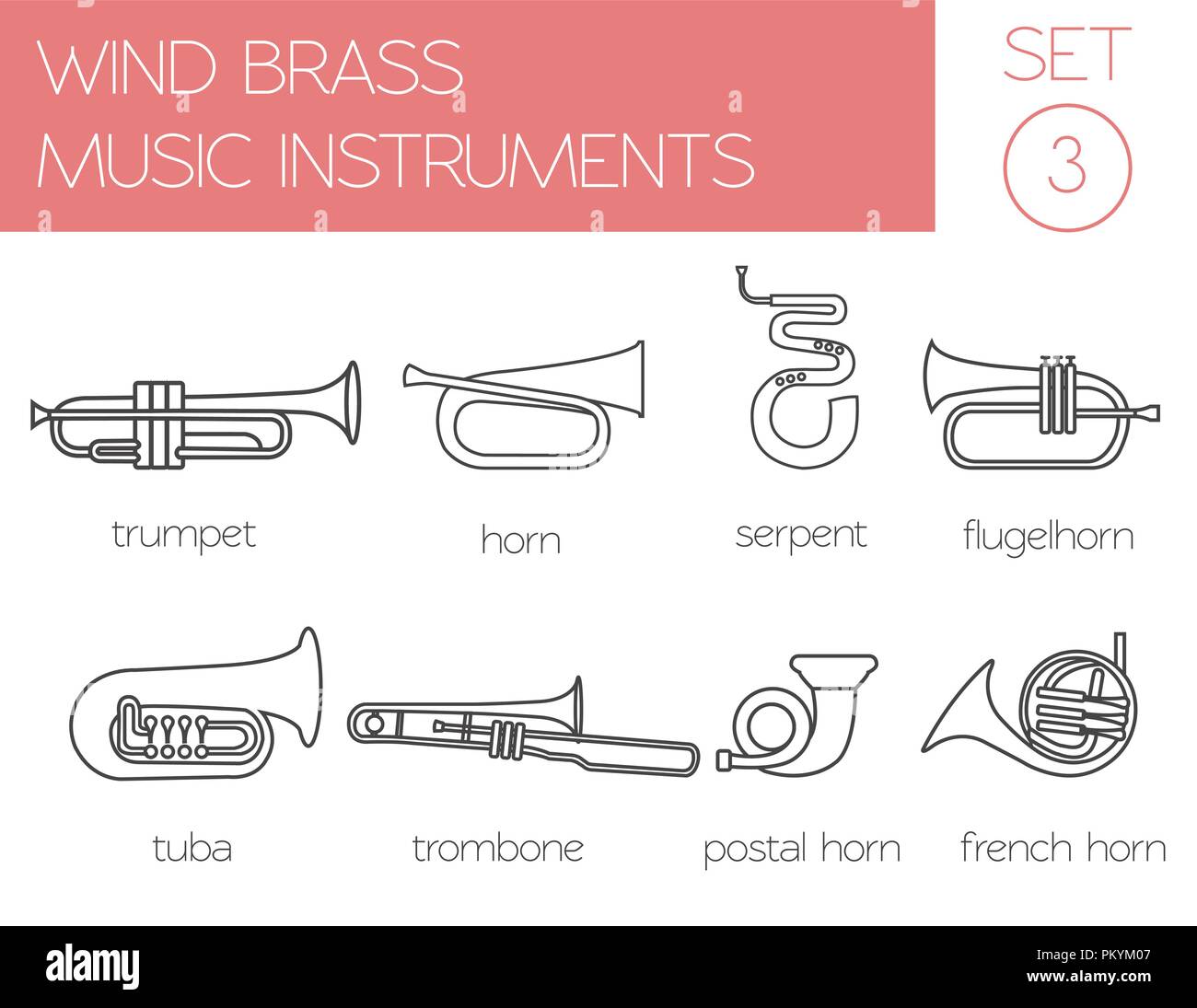 Instruments de musique a vents Banque d'images vectorielles - Alamy