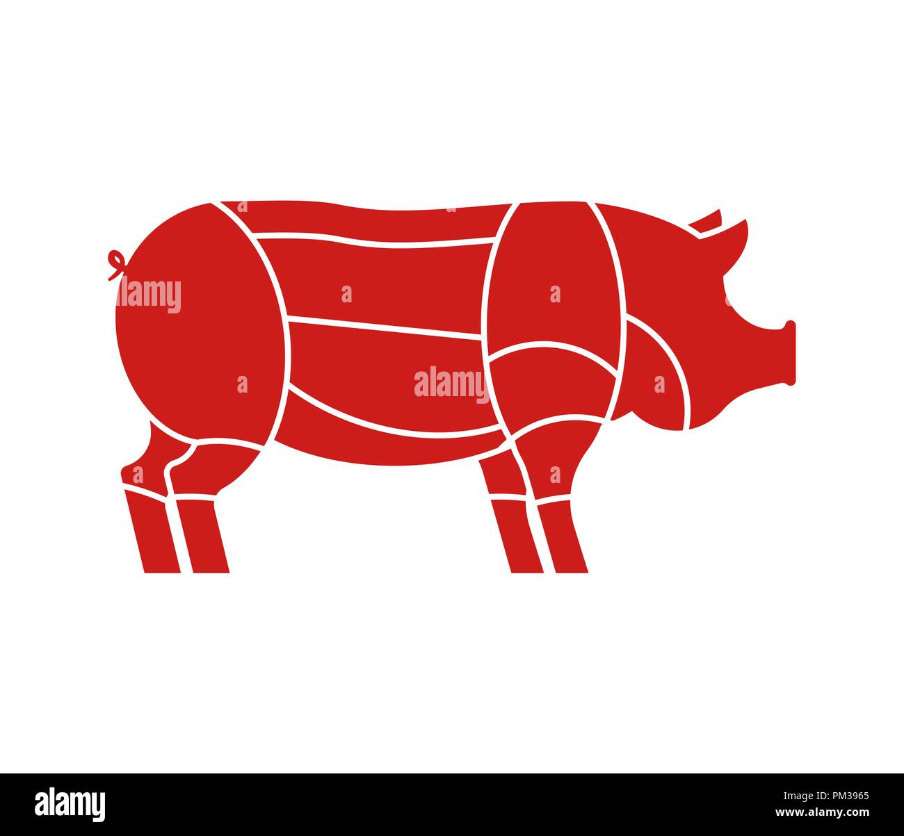 Les coupes de porc. Coupe de viande de porcs. Schéma de la viande de ...