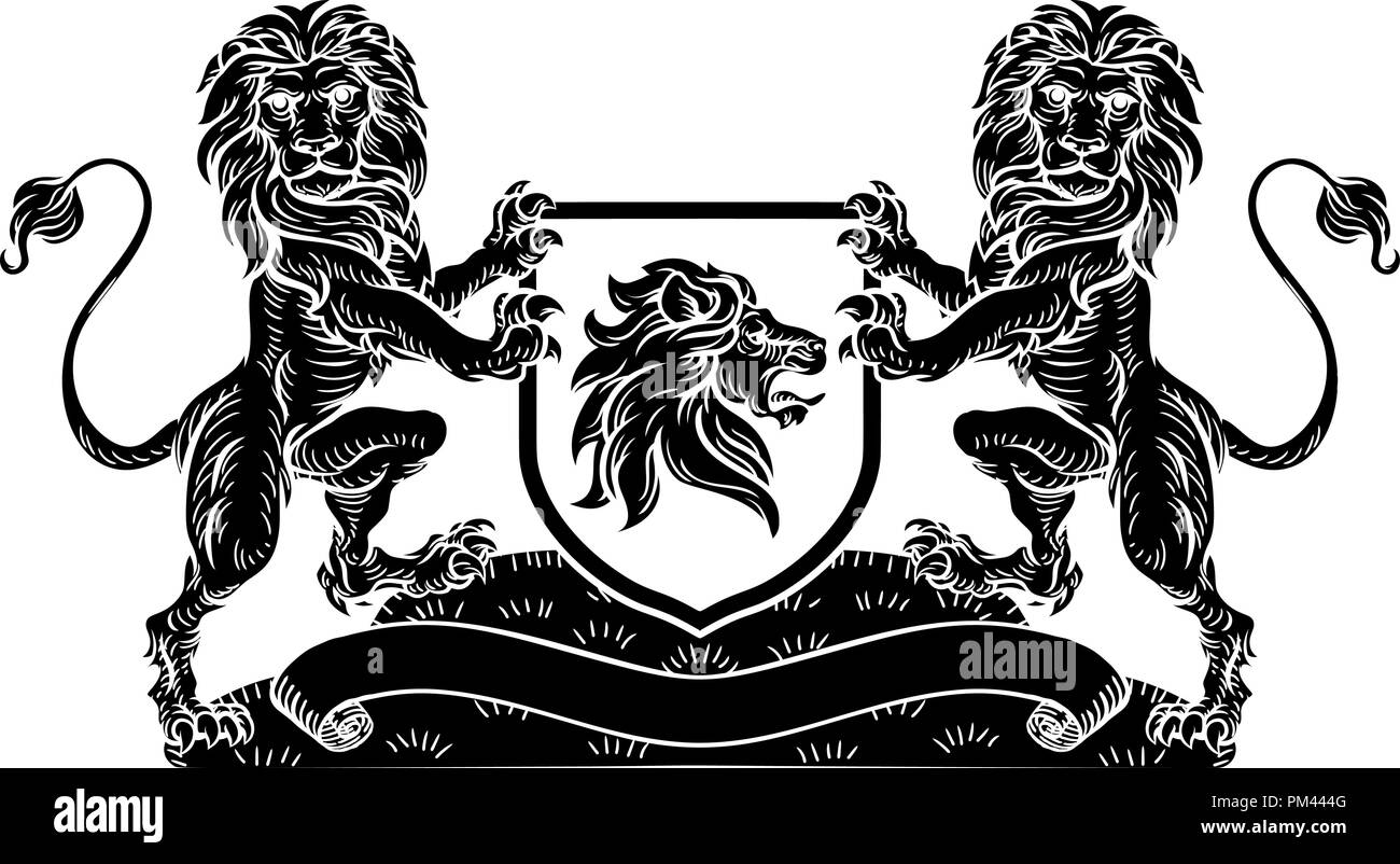 Bouclier Lion Crest Armoiries emblème héraldique Image Vectorielle ...