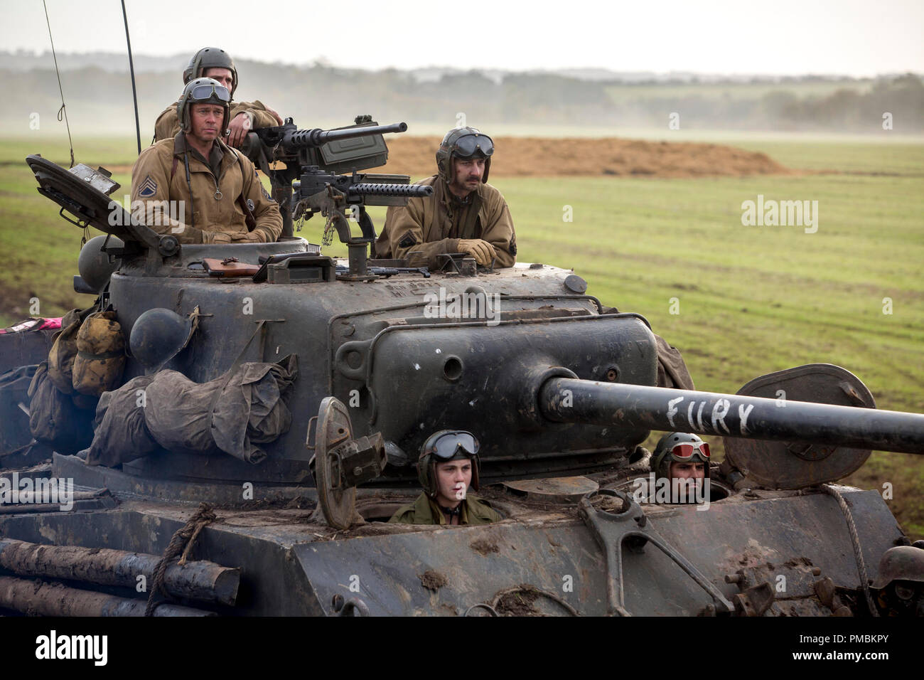 L'équipage Fury avec Wardaddy (Brad Pitt), Travis Grady (Jon Bernthal ...
