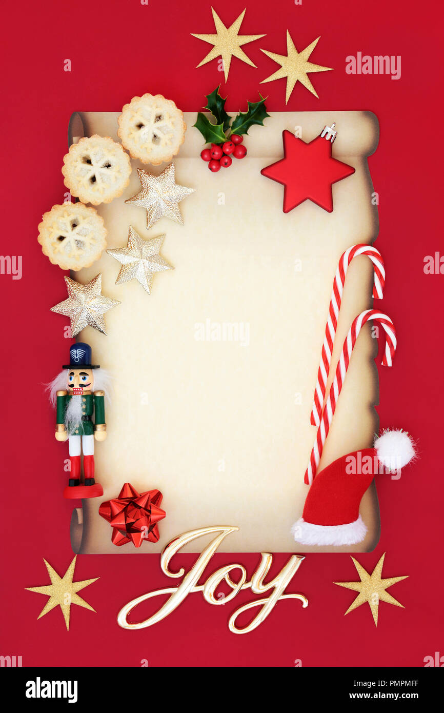 Blank lettre au Père Noël ou d'invitation à une fête avec joie signe ...