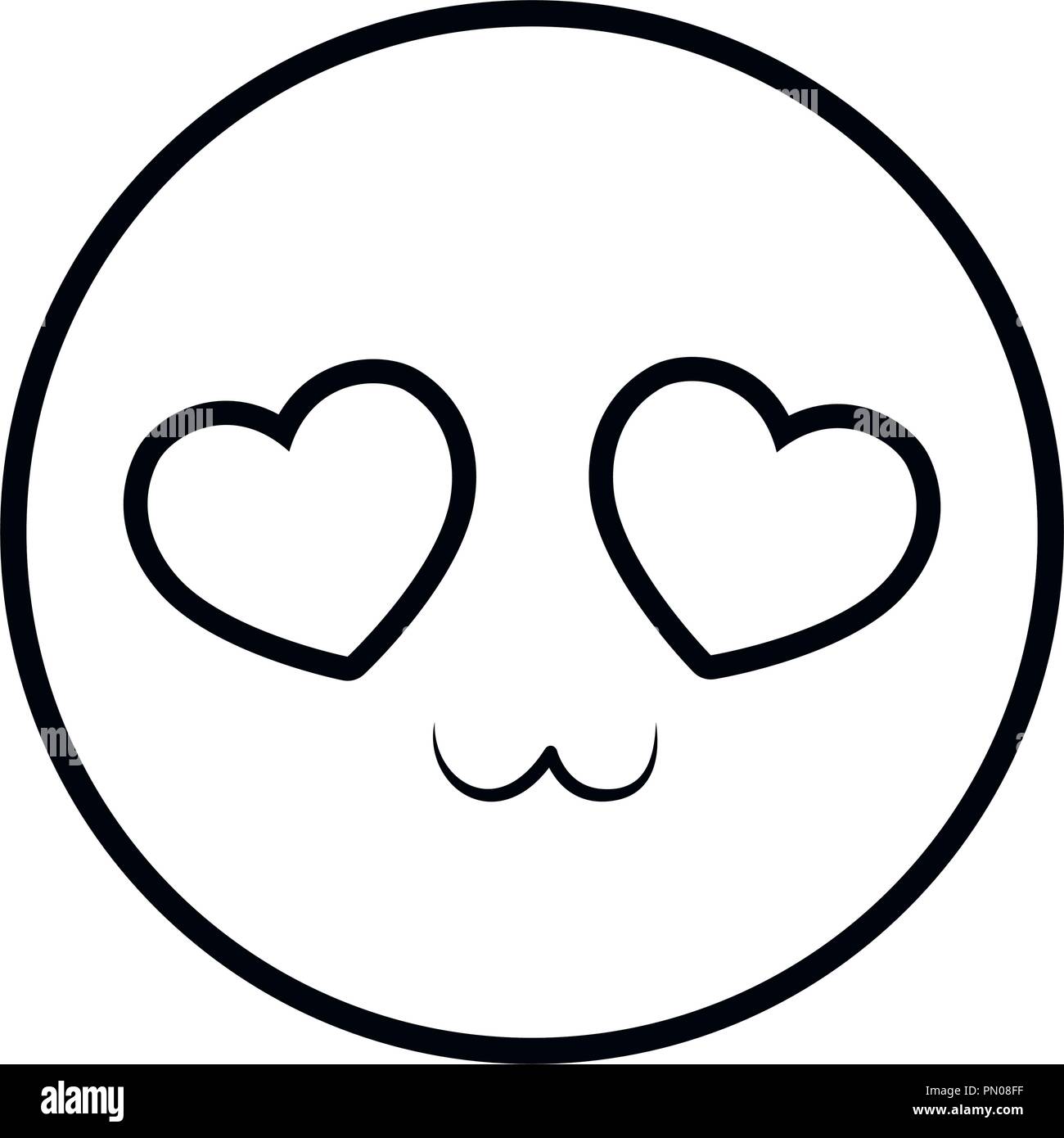 Sourire heureux émoticône coeur eye love vector illustration ligne ...