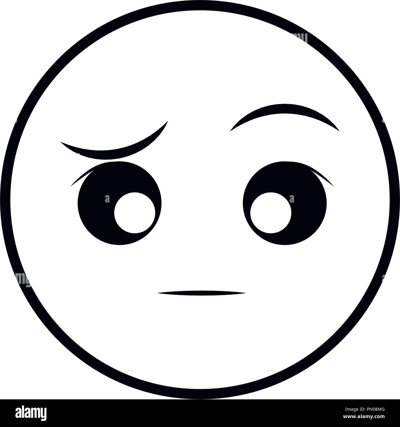 Smiley emoticon pensée fine ligne visage vector illustration Image ...