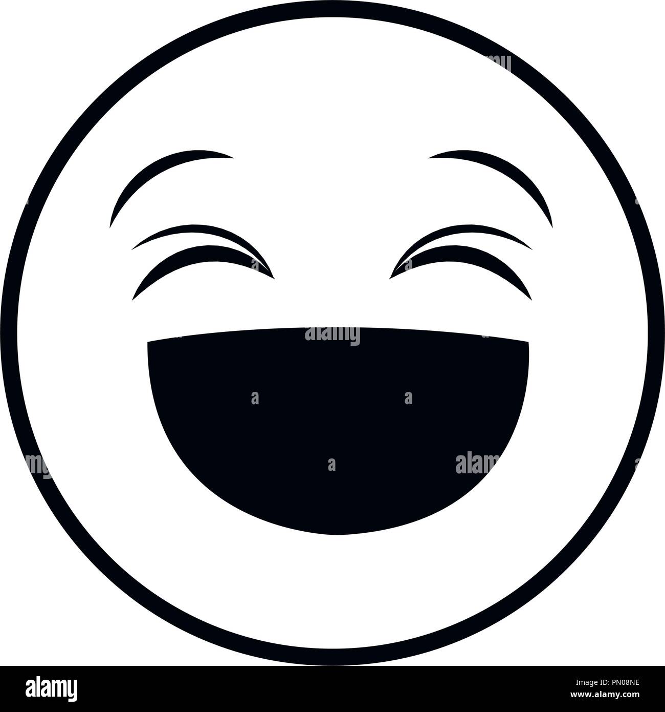 Rire smiley emoticon fine ligne visage vector illustration Image ...