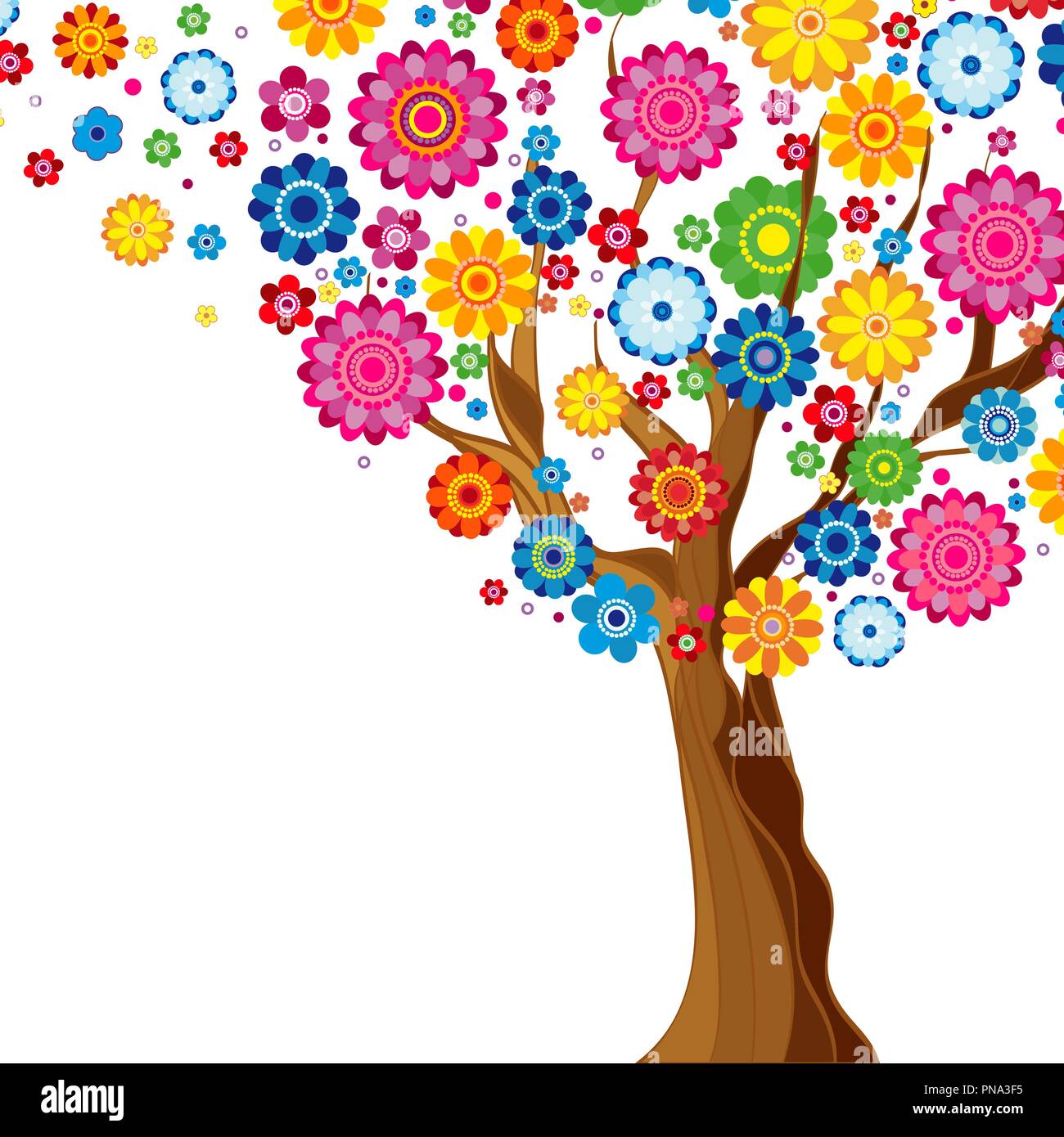 Des fleurs et un arbre Banque d'images vectorielles - Alamy