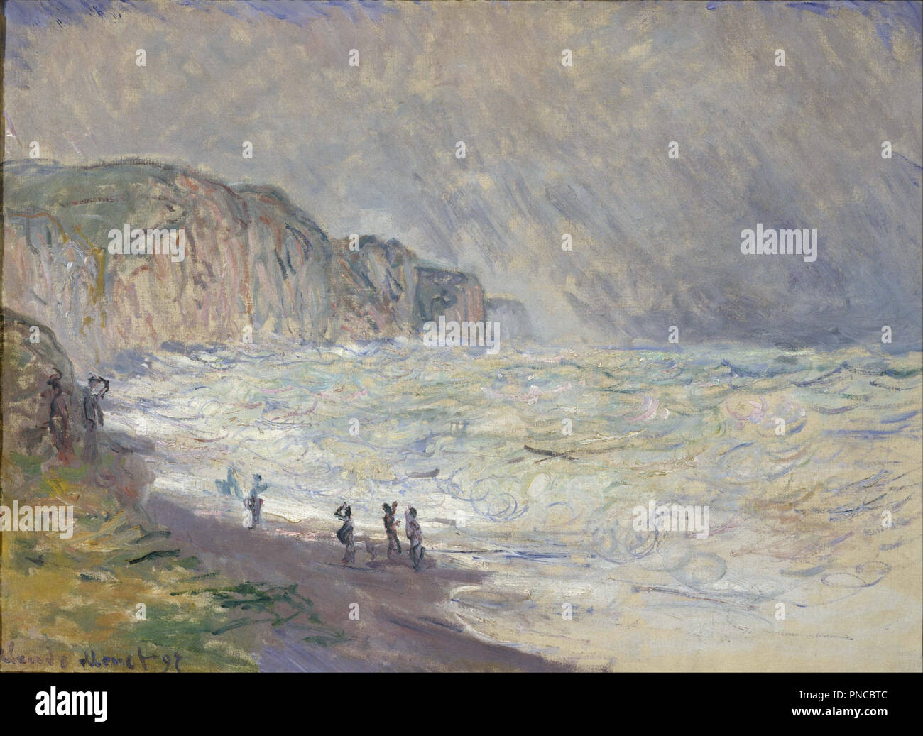 Mer forte à Pourville. Date/période : 1897. La peinture. Huile sur ...