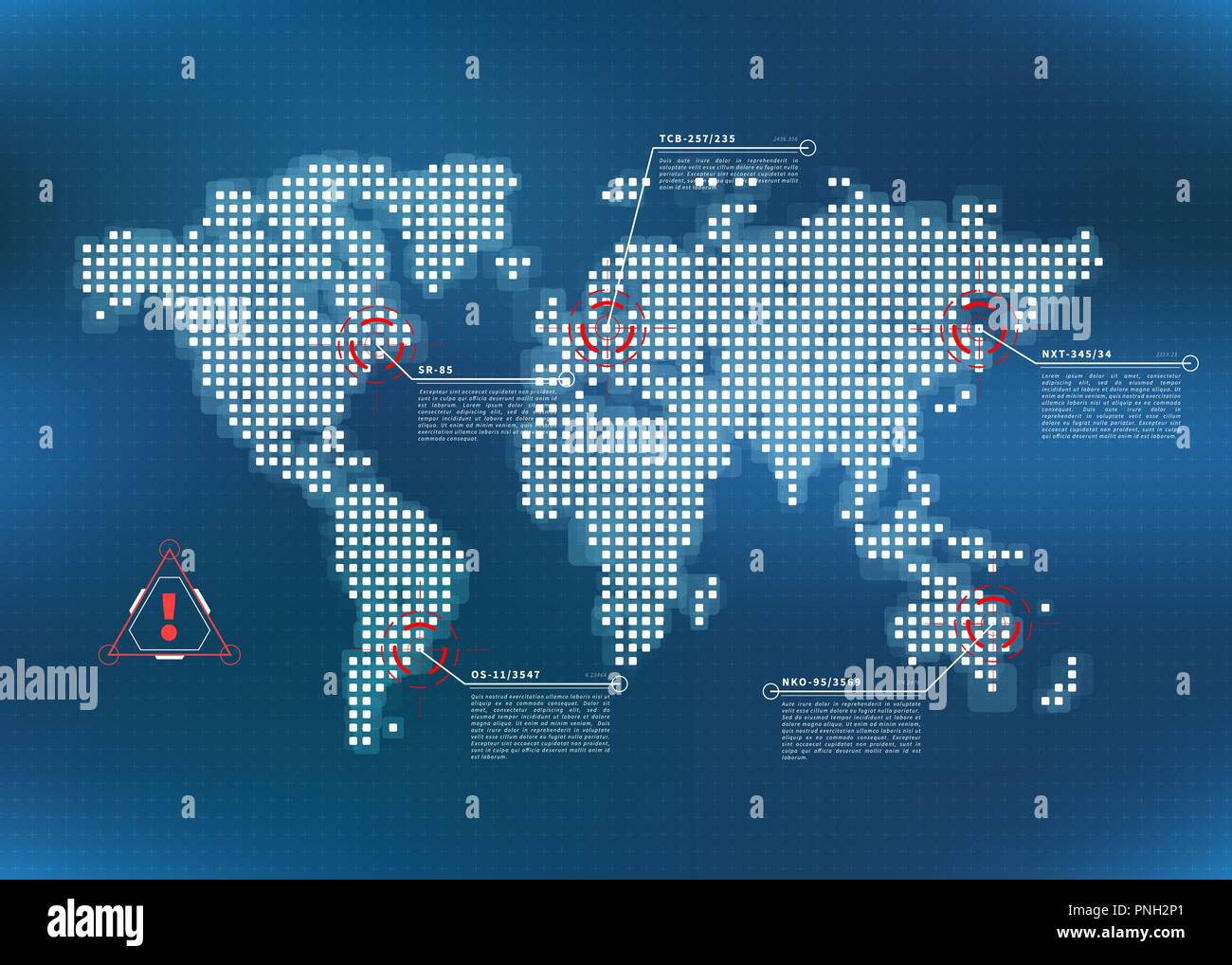 Carte du monde futuriste lumineux avec graphiques, concept moderne ...