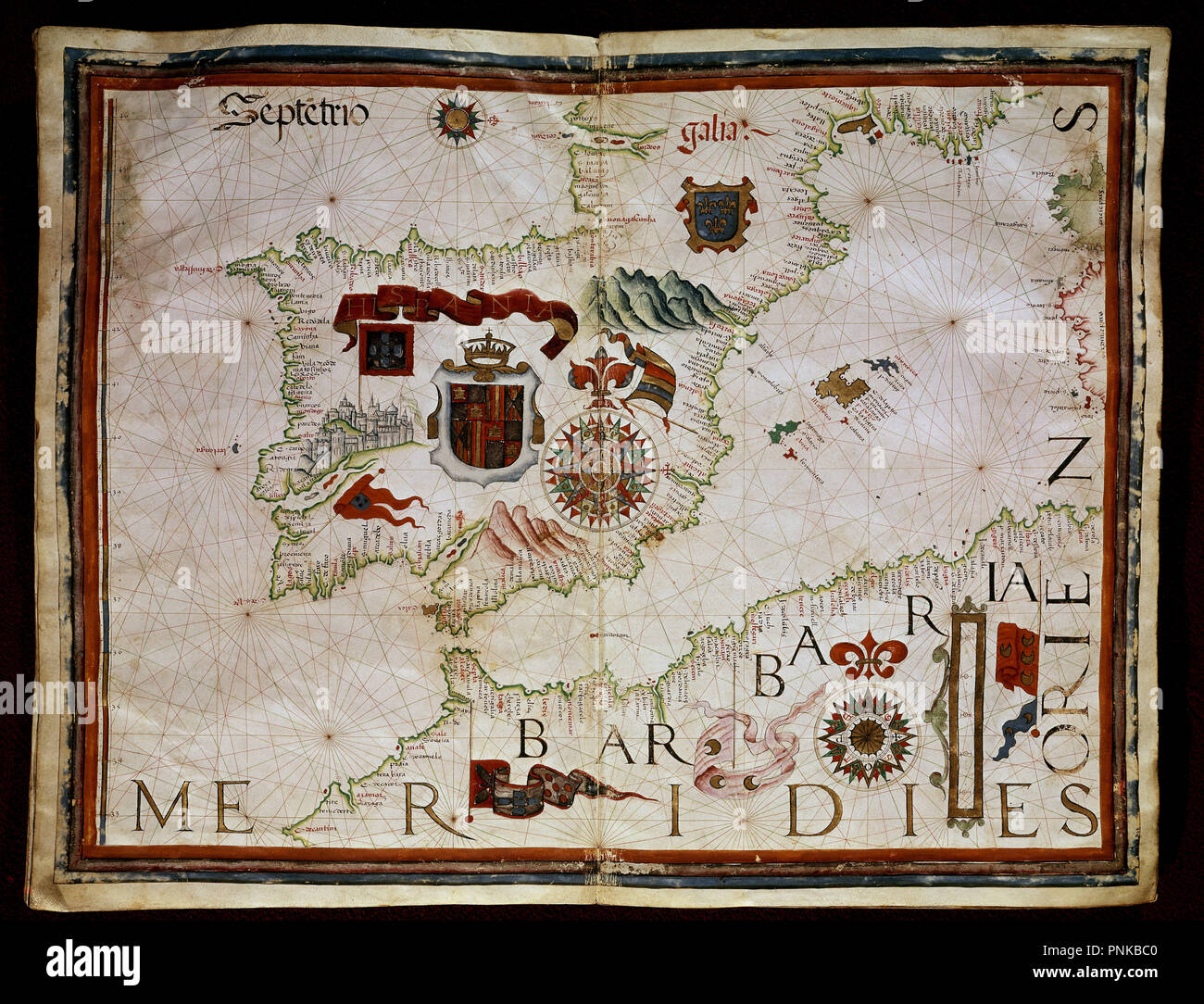 MAPA PORTULANO DE LA PENINSULA DE ESPAÑA Y EL NORTE DE L'AFRIQUE ...