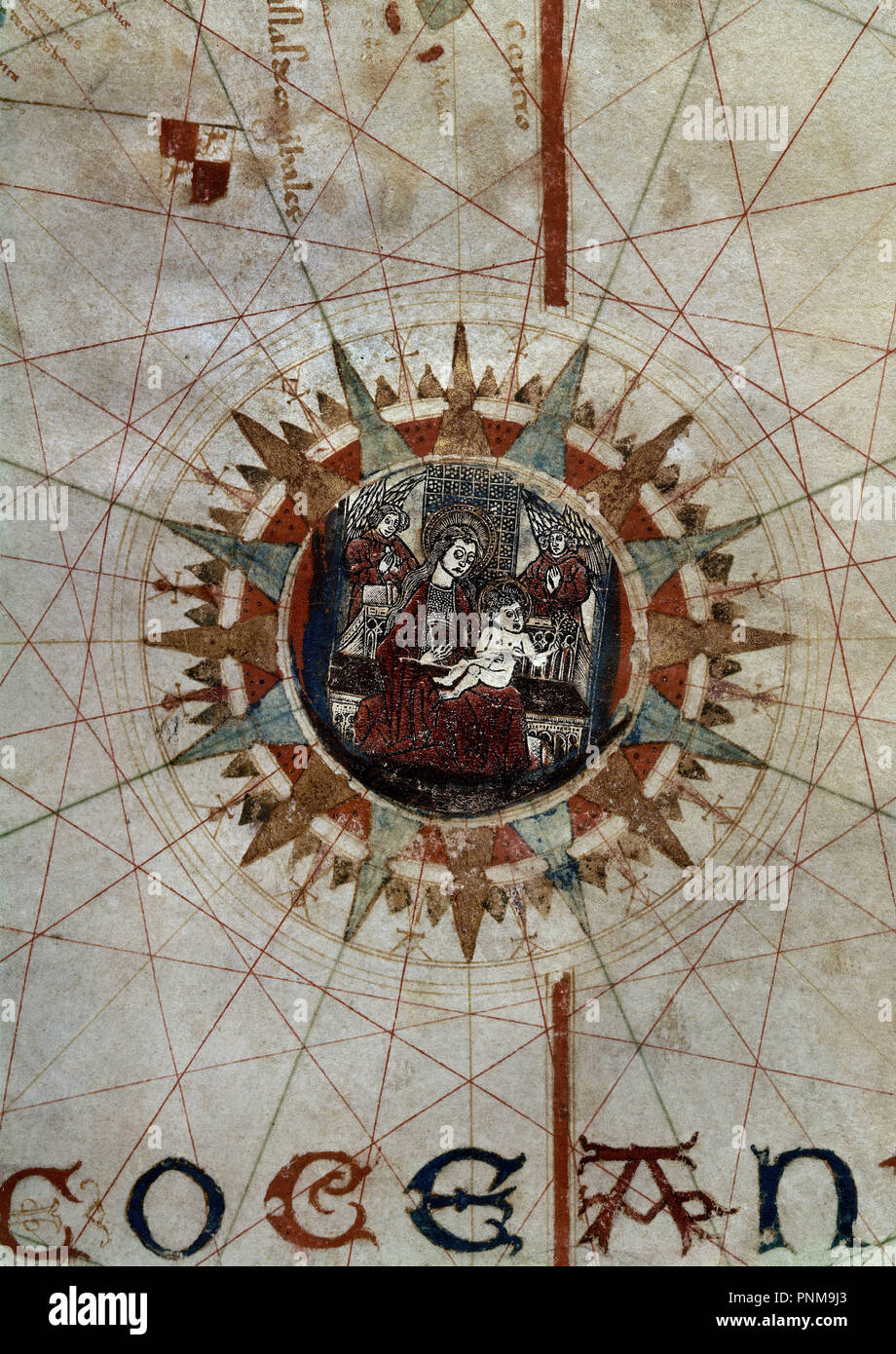 DETALLE - TONDO CON LA VIRGEN Y EL NIÑO- PORTULANO - MAPA DE LA COSTA ...