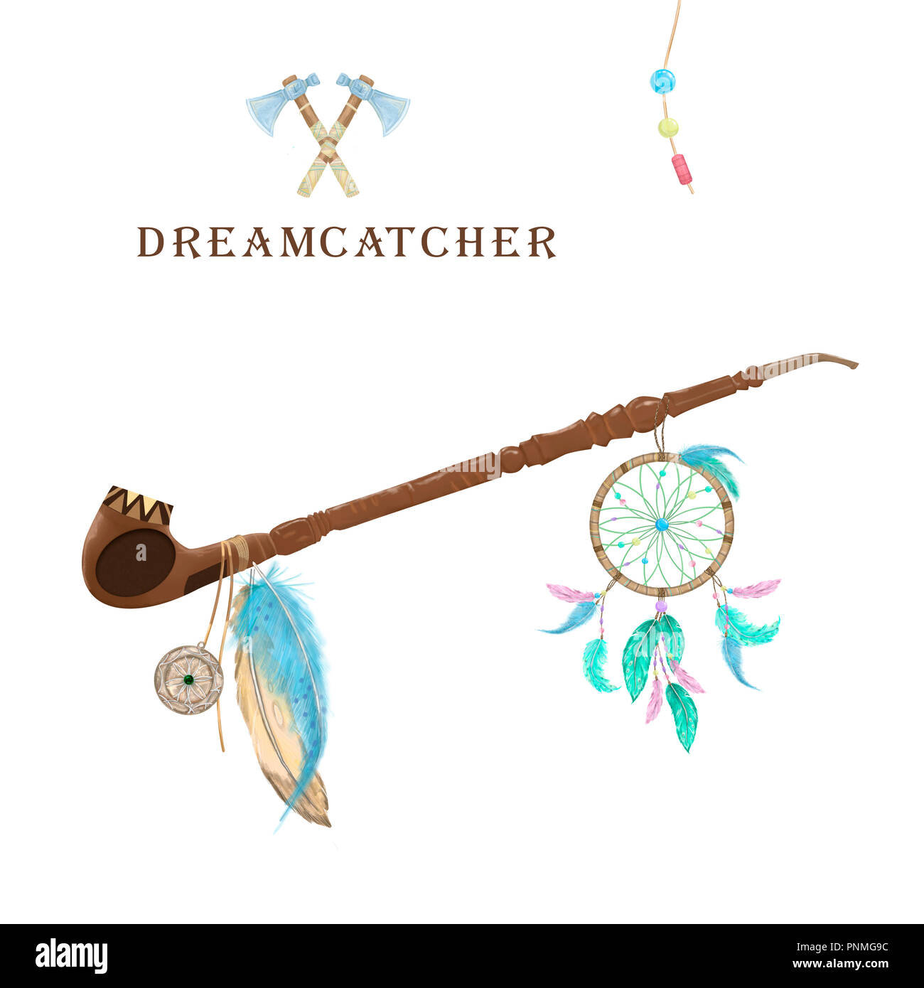 Calumet de la paix avec dreamcatcher, plumes et un clip numérique ...