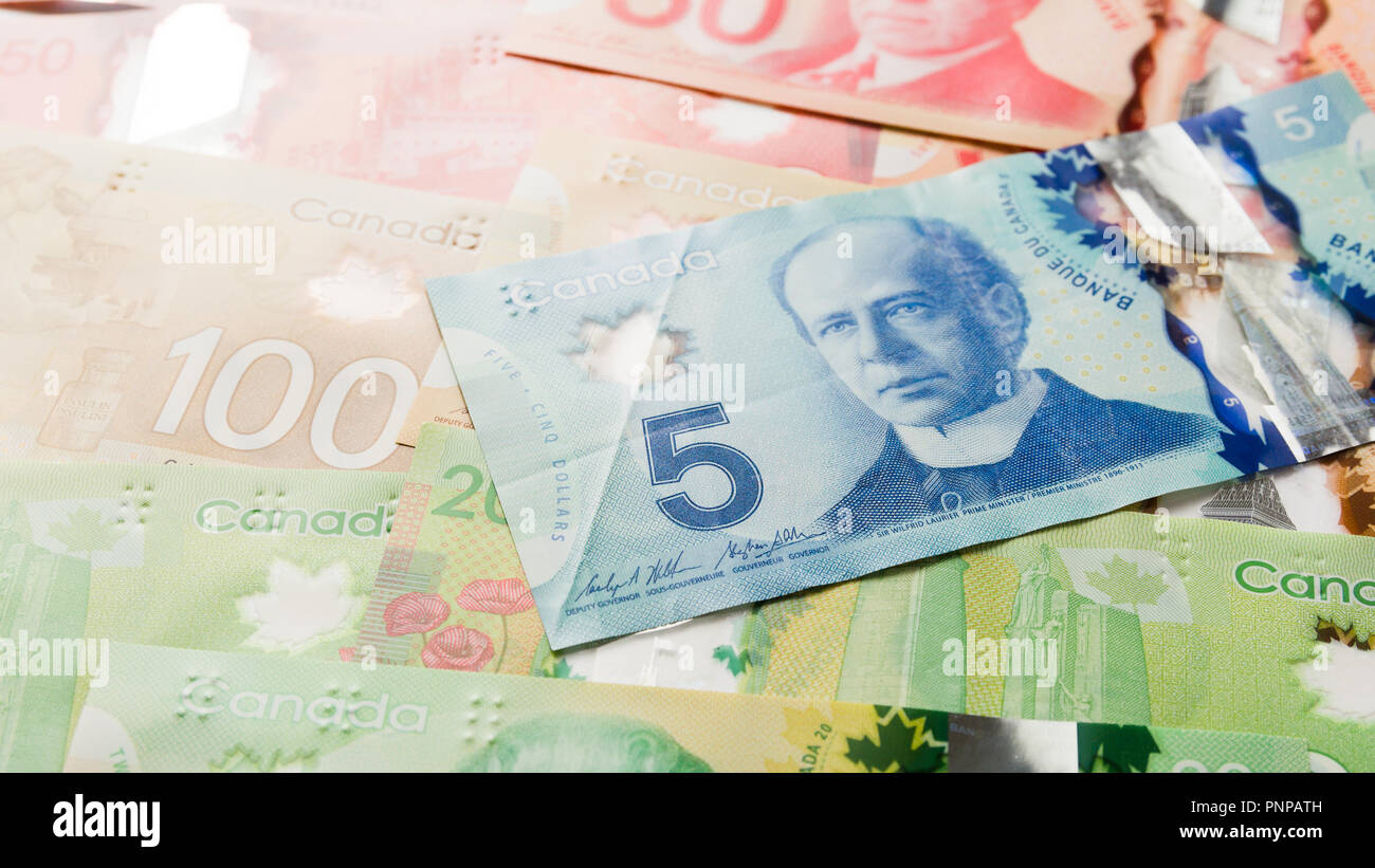 La monnaie canadienne. De Dollars. L'argent du Canada. Vue aérienne de ...