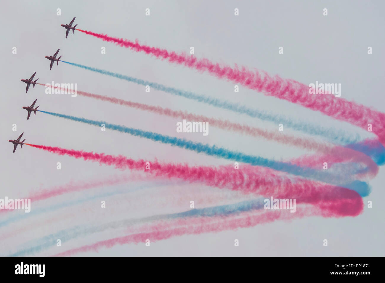 Duxford, UK. 22 Sep, 2018. Les flèches rouges display team sous la ...