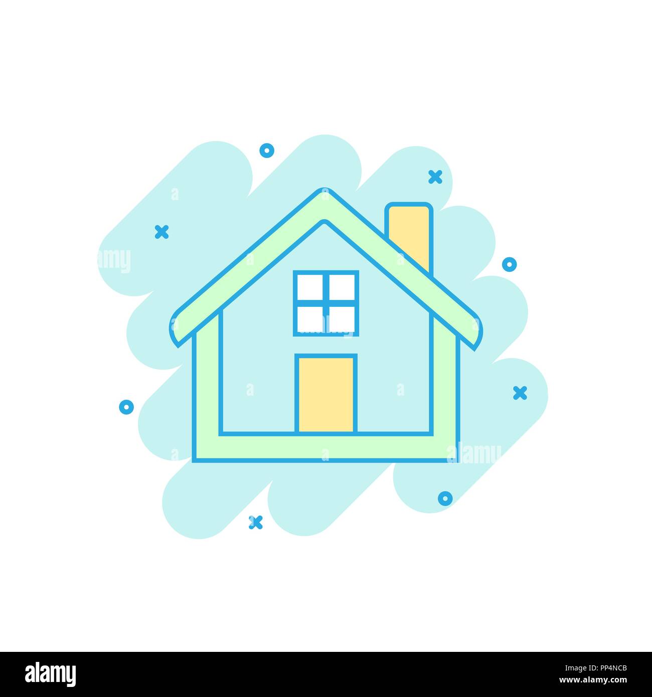 L'icône de couleur Cartoon house dans le style comique. Home ...