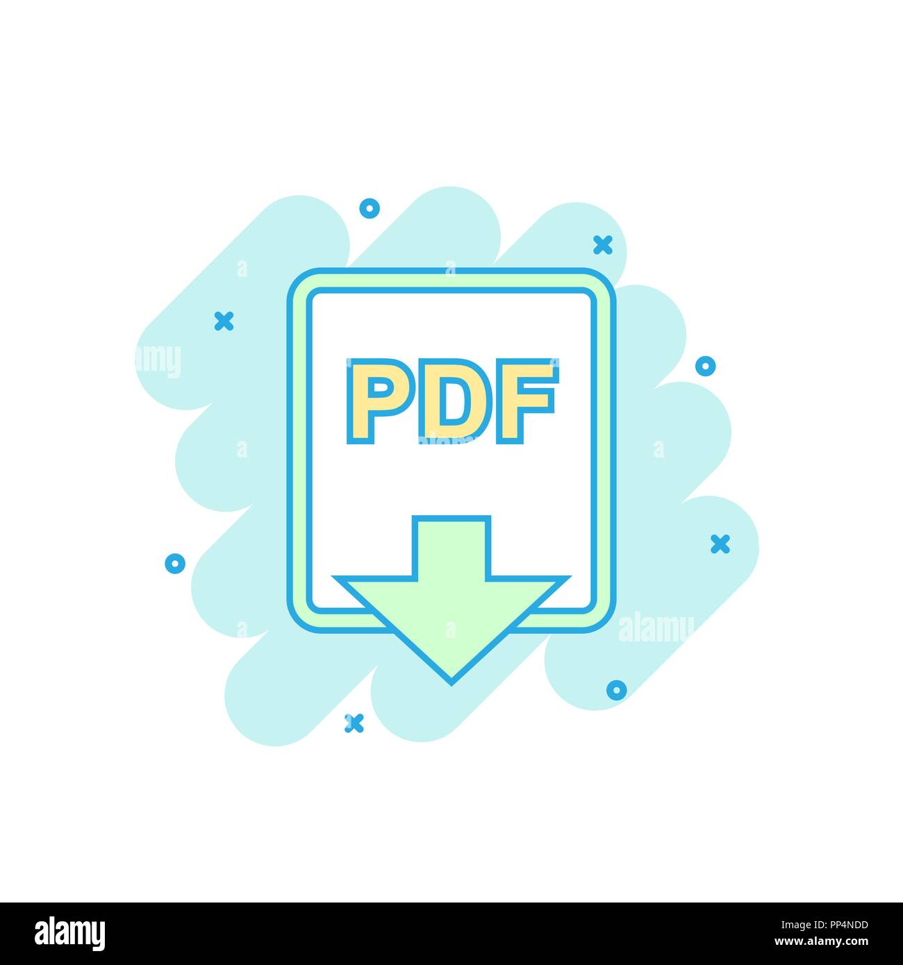 L'icône de fichier PDF couleur dessin animé dans le style comique ...