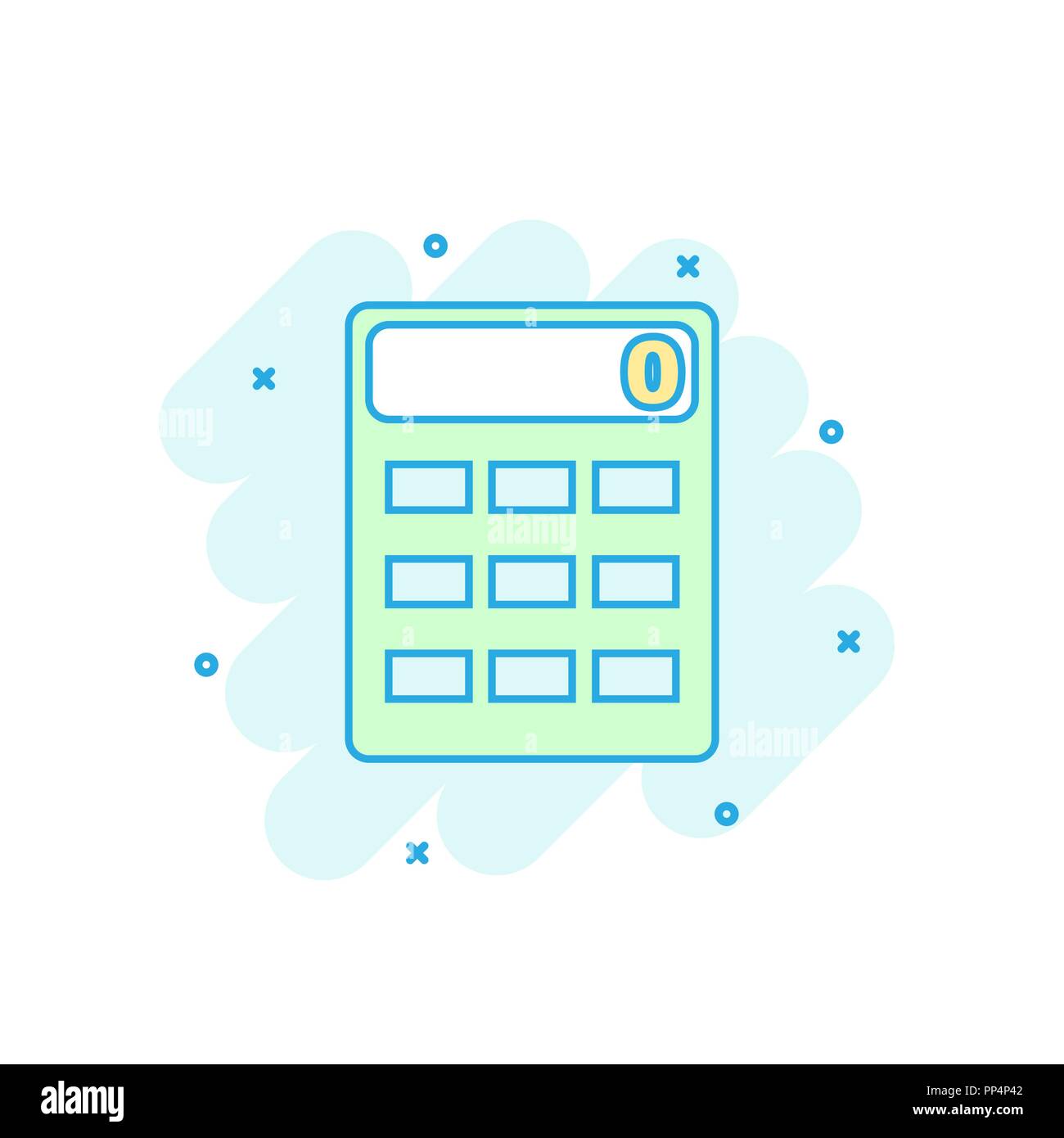 L'icône Calculatrice couleur dessin animé dans le style comique ...