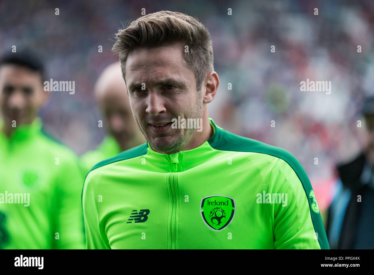 Cork, Irlande, le 25 septembre 2018. Kevin Doyle se réchauffe sur le ...