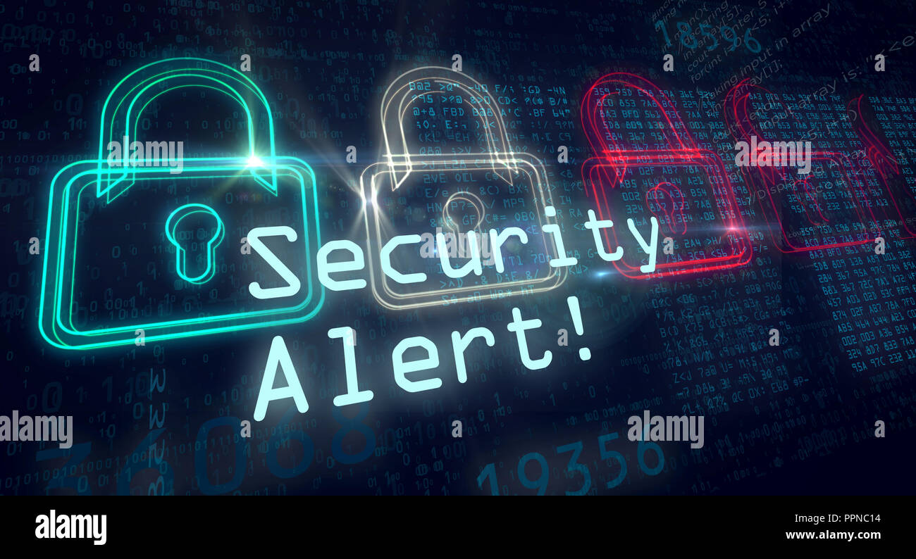 Alerte de sécurité et cyber-sécurité concept. Cadenas rouge et vert sur fond binaire Photo Stock ...