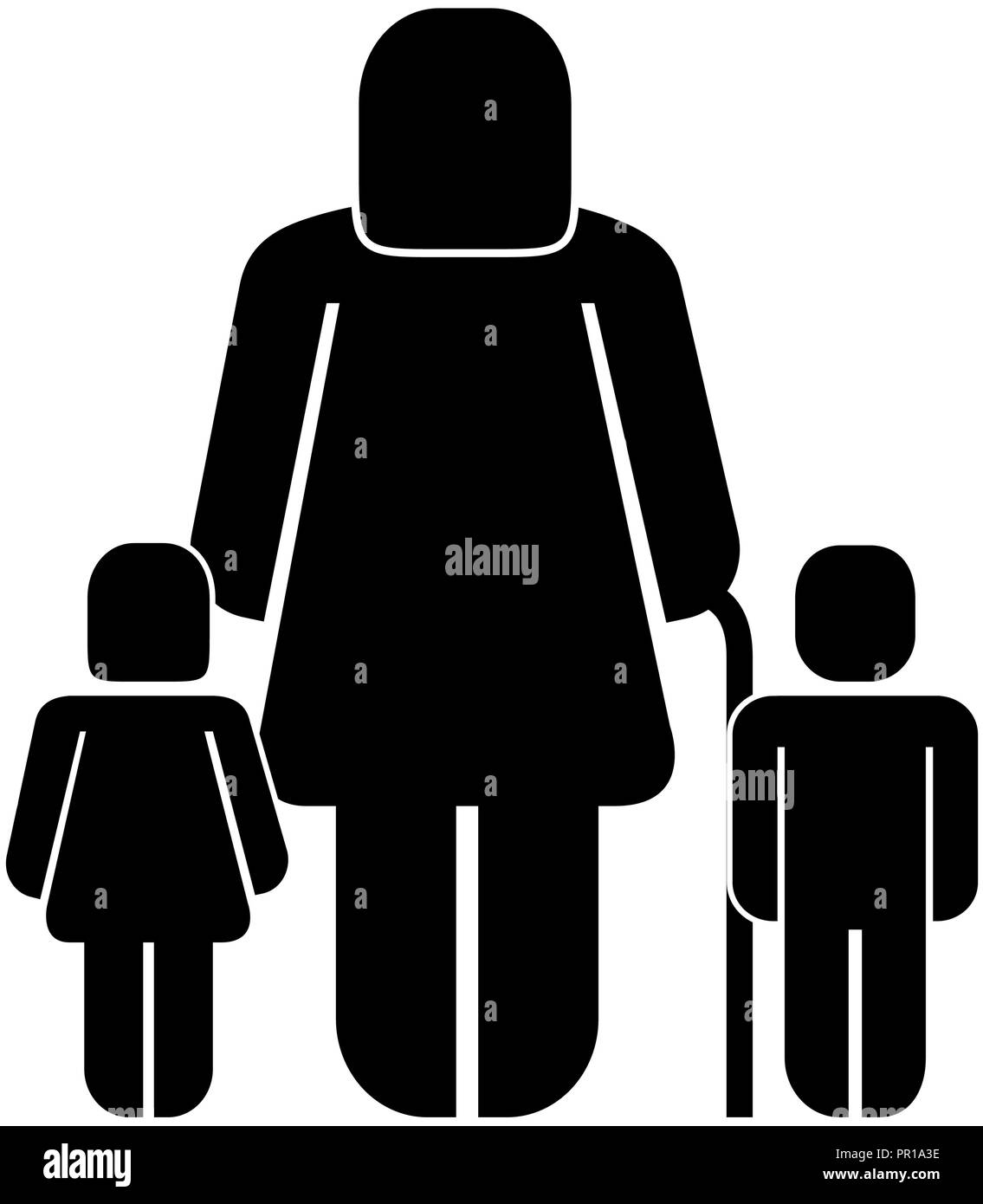 Vieille Femme grand-mère avec son petit-fils et petite-fille d ...