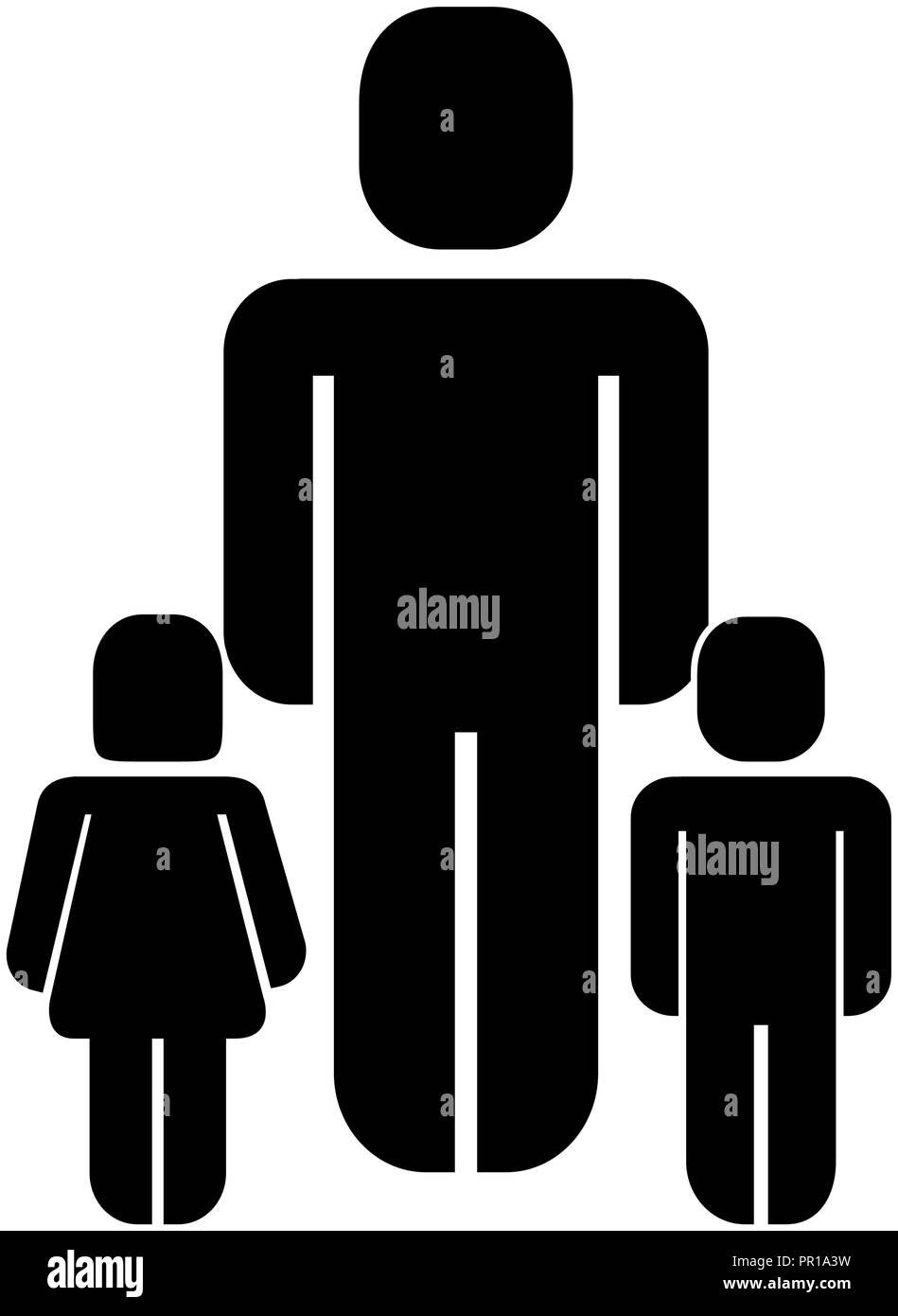 Homme Père Avec Son Fils Et Sa Fille Vector Illustration Pictogramme