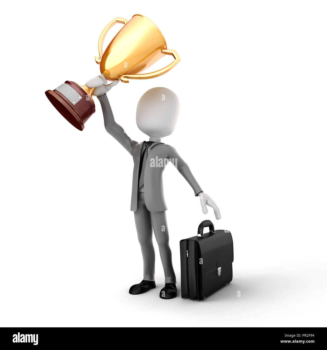Winning man holding trophy silhouette Banque de photographies et d ...