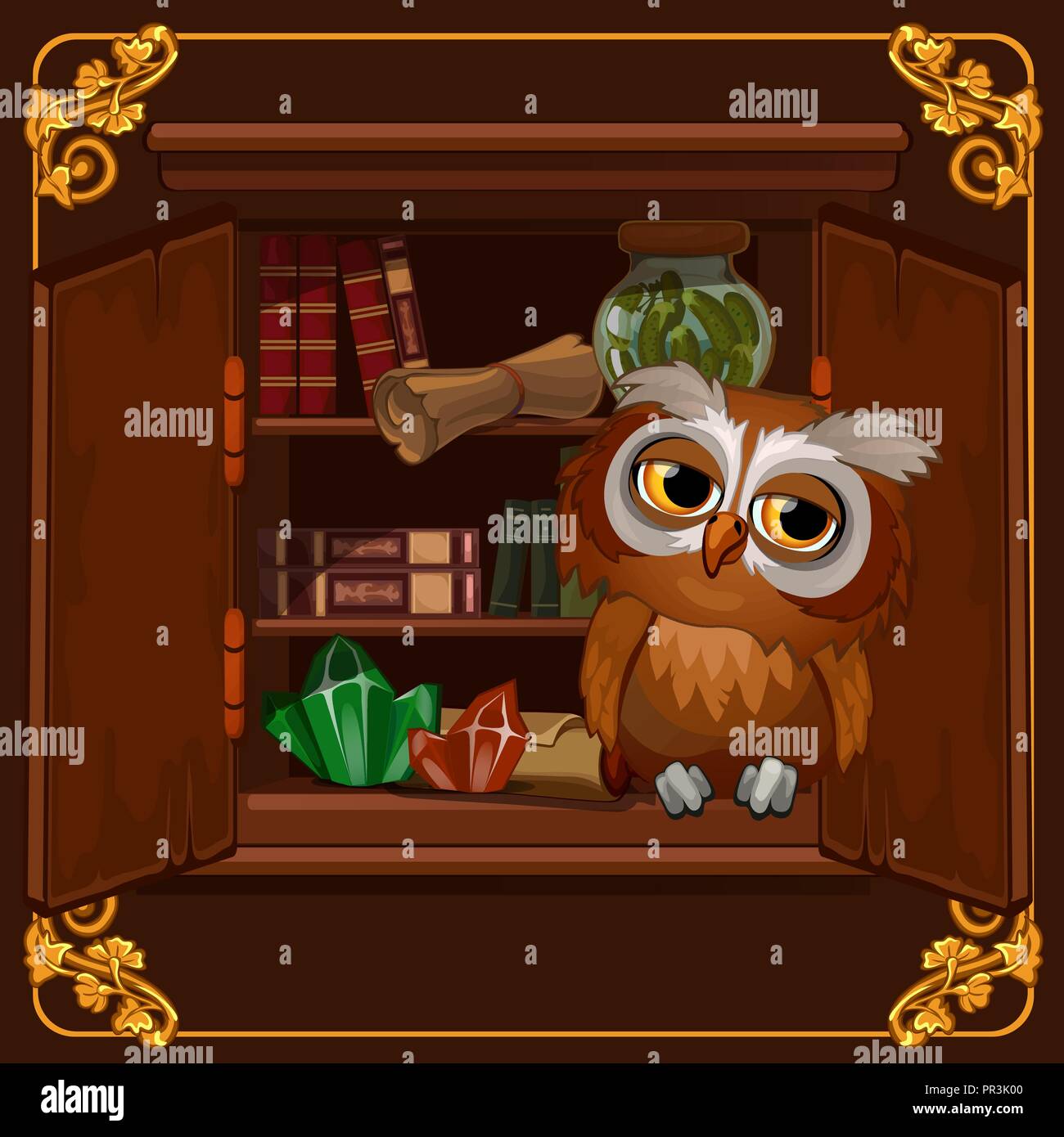 Une affiche avec l'image d'un sage owl assis sur une étagère ...