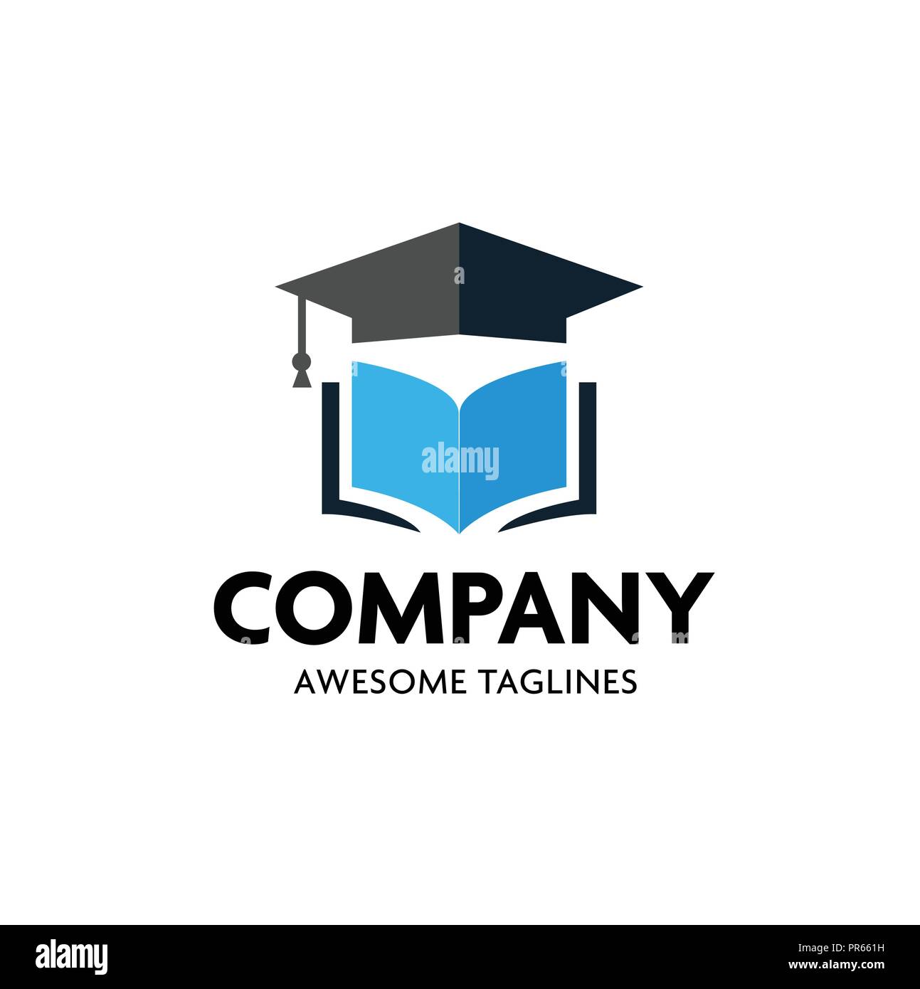 Logo Education concept avec graduation cap et d'ouvrir des pages de ...