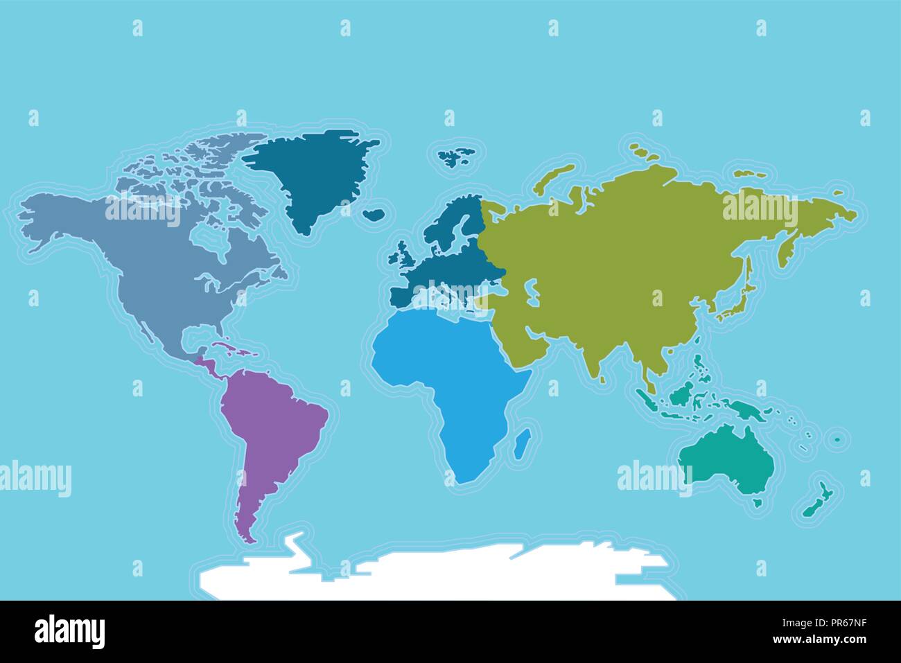 Carte du monde avec les pays frontière. Carte vectorielle illustration ...