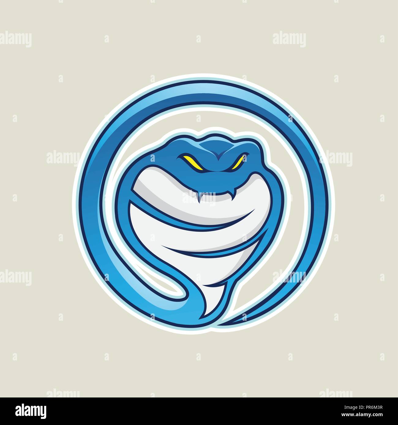 Vector Illustration de l'icône Dessin Animé Cobra Snake bleu isolé sur ...