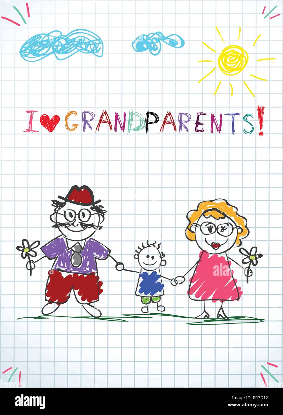 Dessins famille papi mamie enfants Banque de photographies et d’images ...