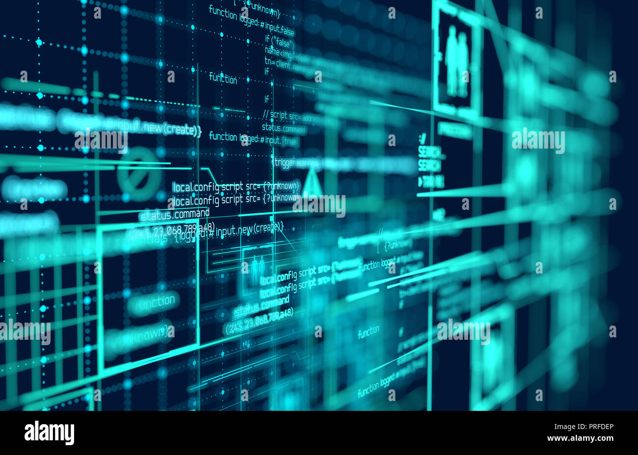 Le code de programmation et futuriste complexe grand les connexions de ...