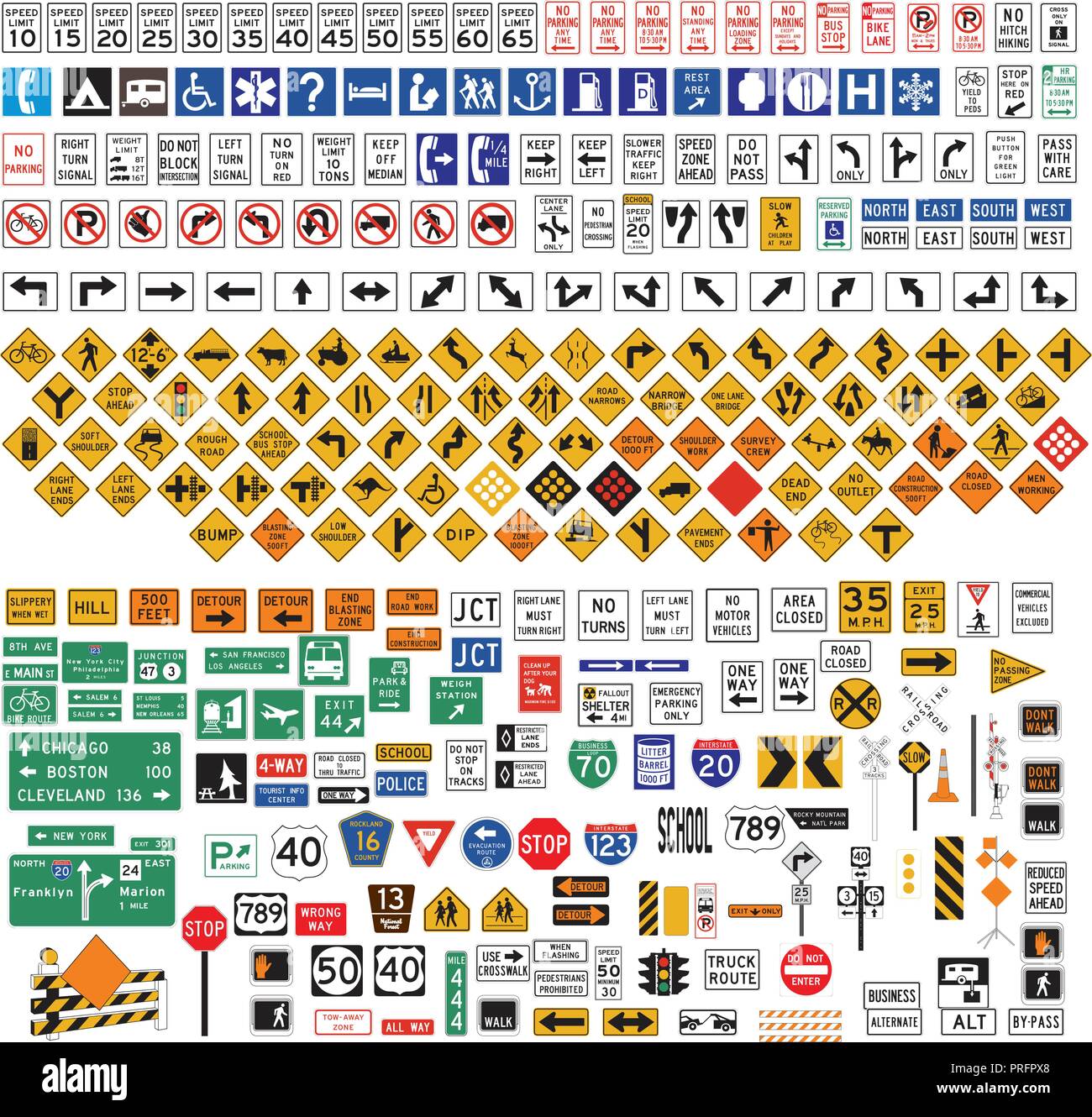 La signalisation routière et les symboles mis Image Vectorielle Stock ...