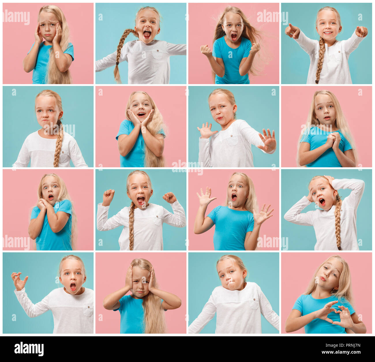 Le collage des différentes expressions du visage humain, les émotions ...