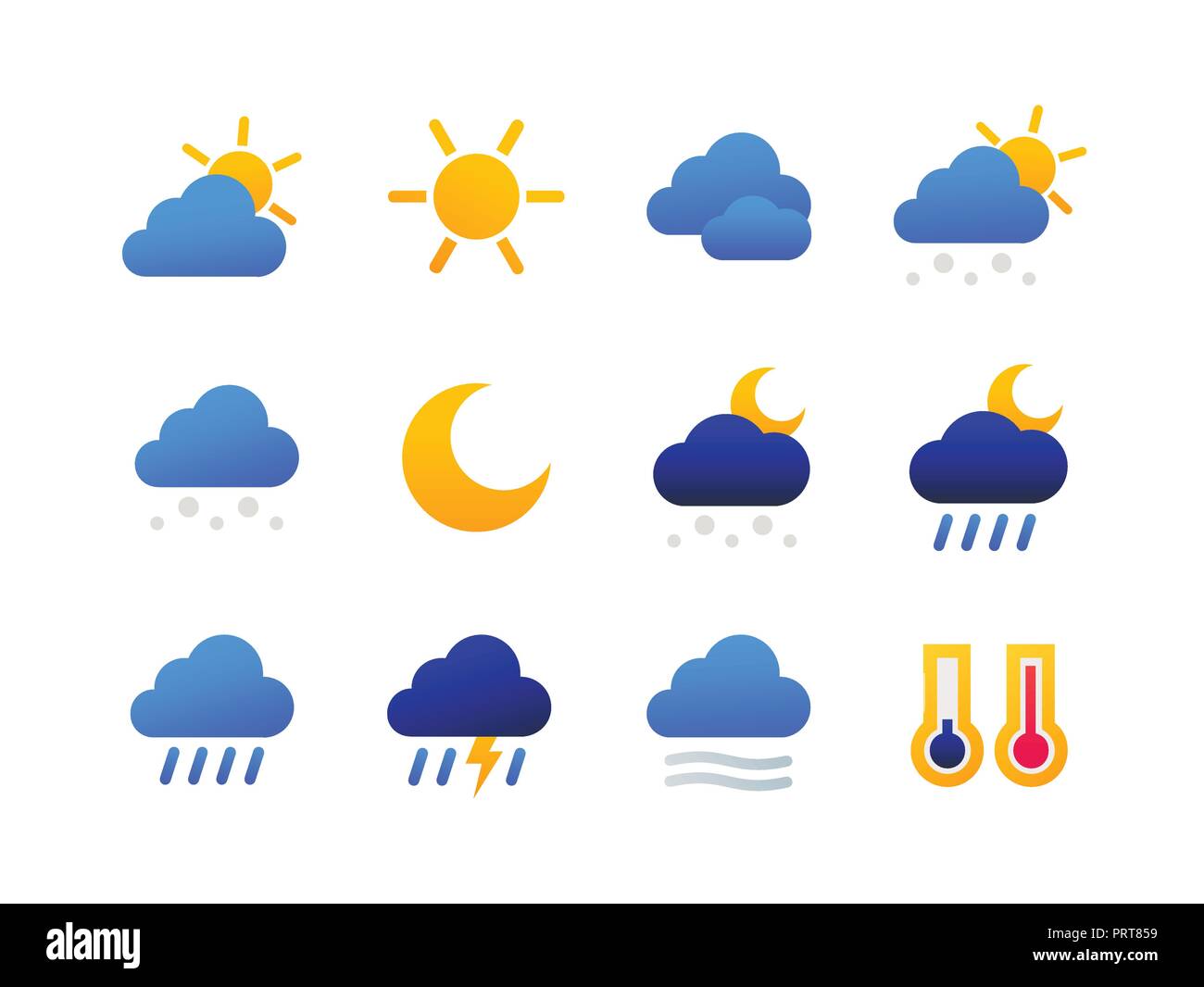 Symboles types météo - ensemble d'icônes de style design plat Image ...