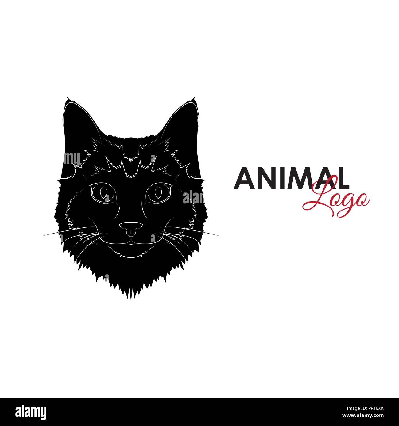 L'icône de chat chaton tête symbole logo vector illustration Image ...