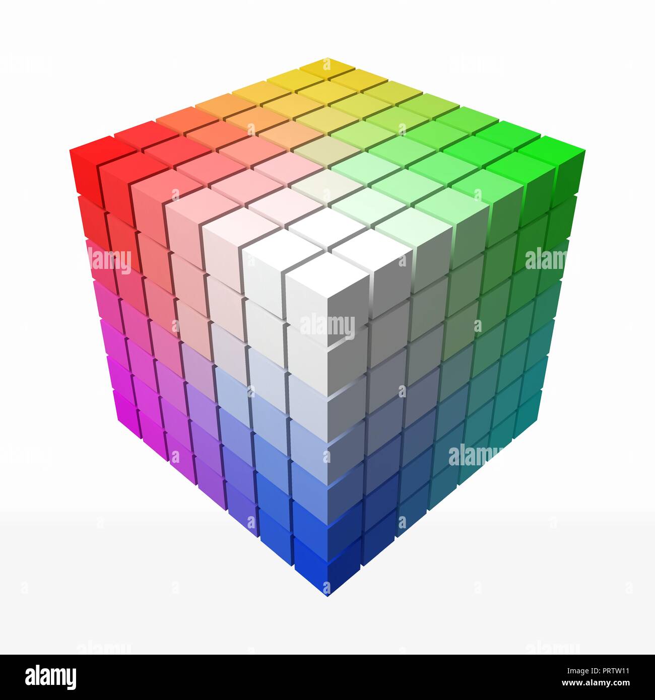 Petits cubes fait dégradé de couleur en forme de grand cube. Style 3d ...