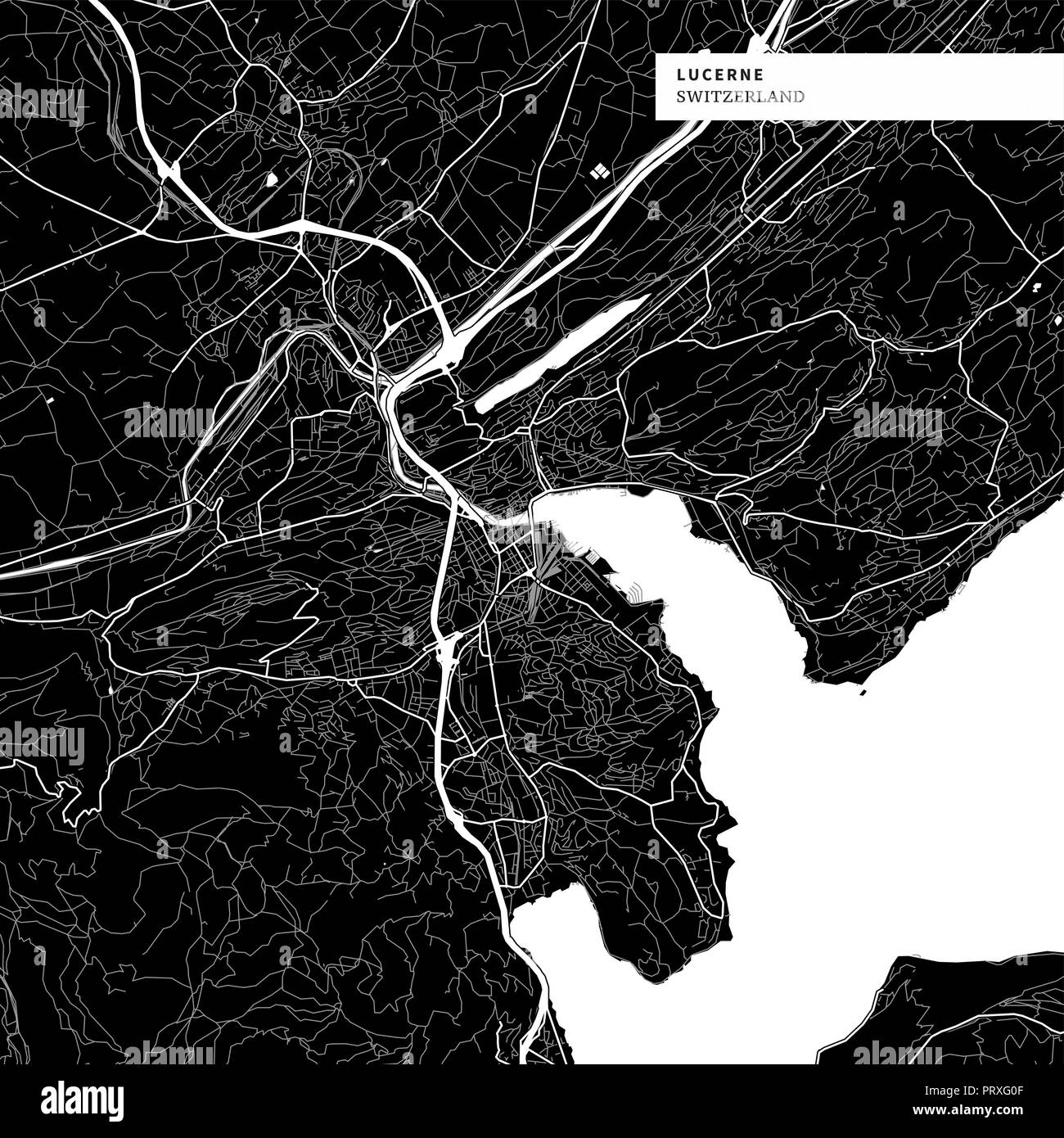 Lucerne map Banque d'images noir et blanc - Alamy