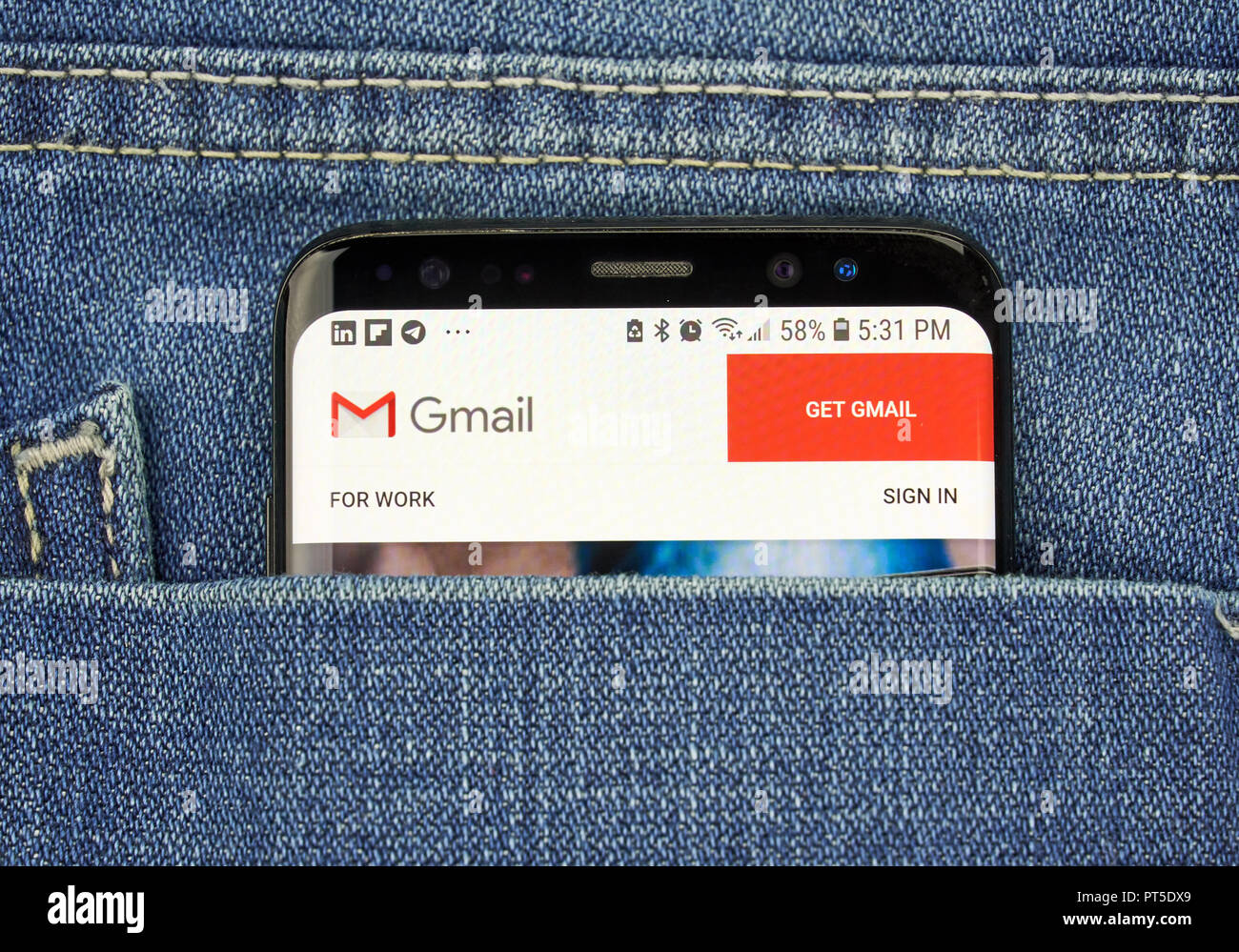 Montréal, Canada - 4 octobre 2018 : Google Gmail app sur s8 écran ...