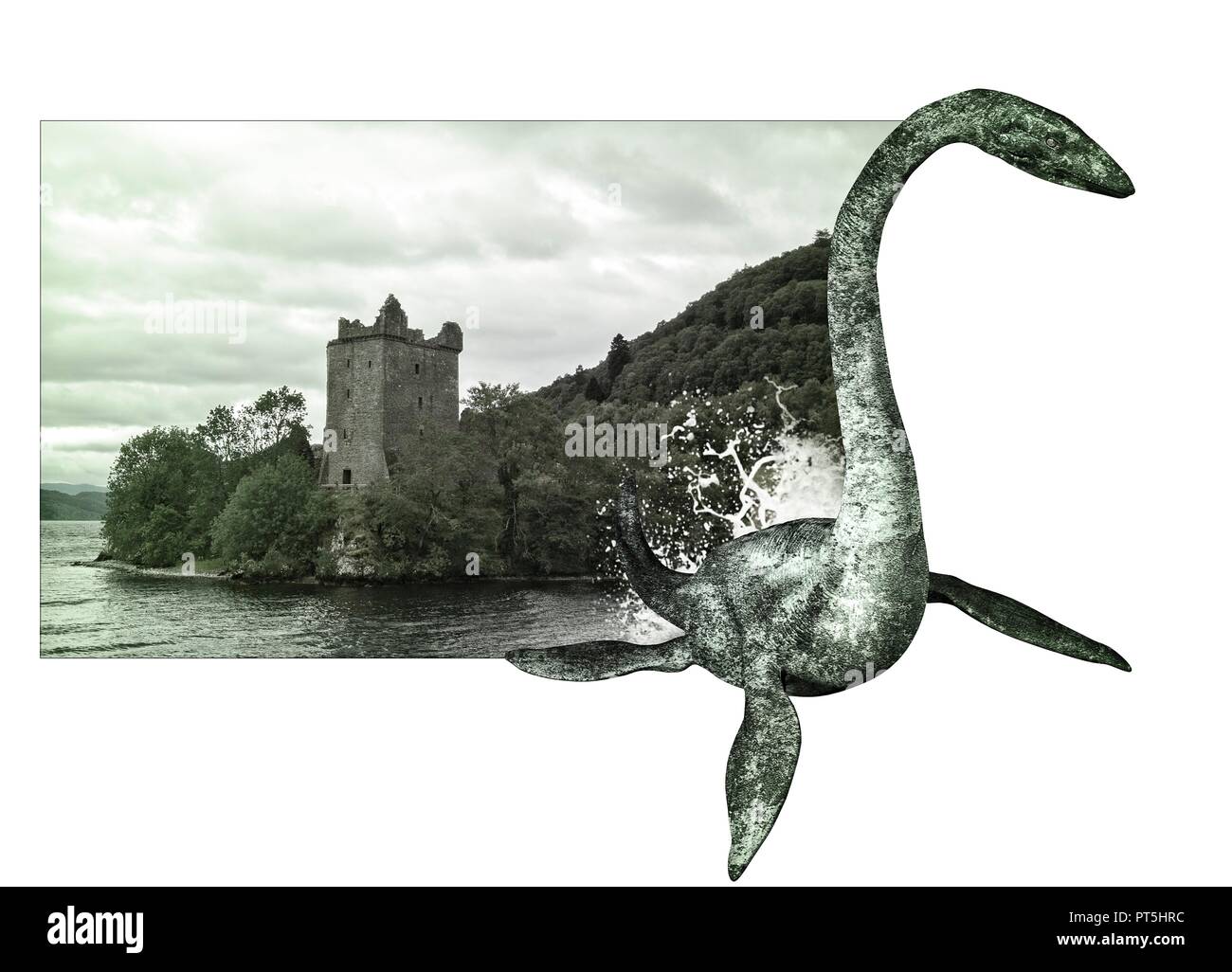Loch ness monster at castle Banque d'images détourées - Alamy