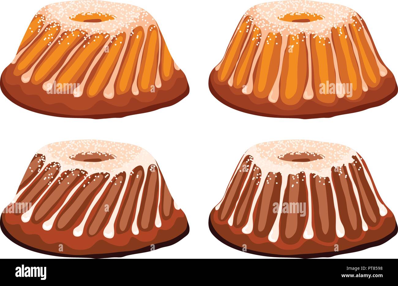 Des gâteaux vecteur isolé sur fond blanc. Le dessert au four gâteau au ...