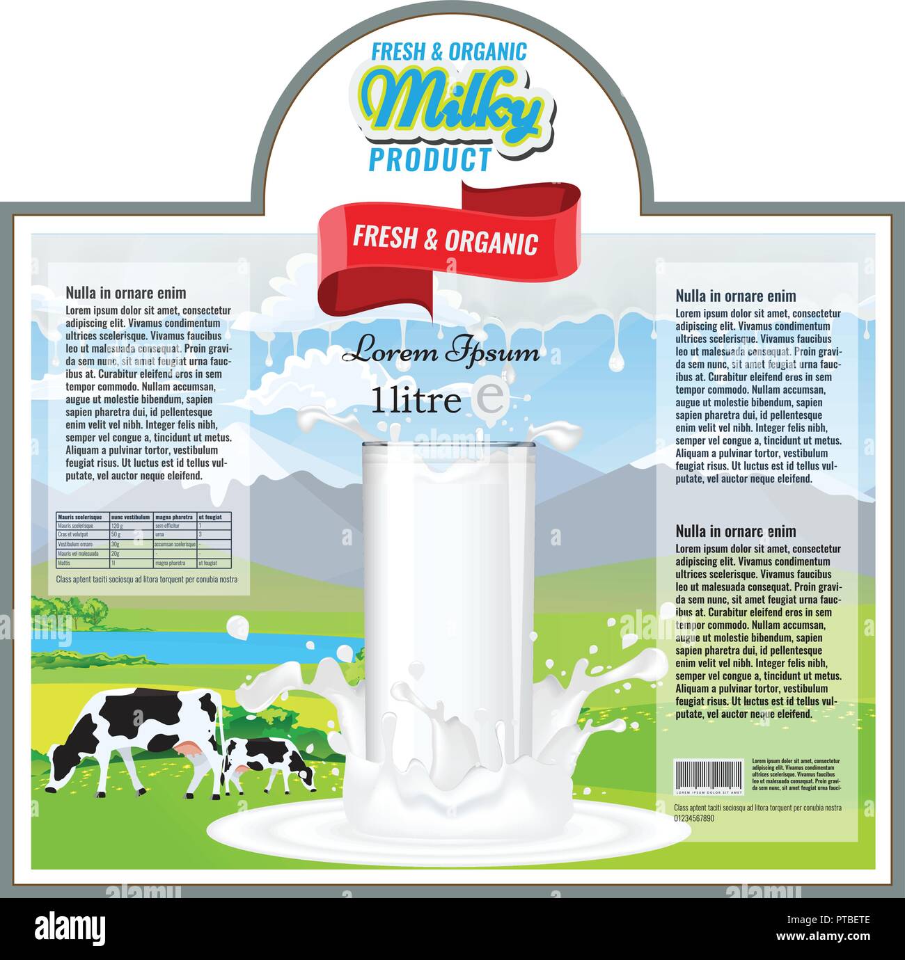 Modèle de conception de l'étiquette pour le lait ou d'emballage. Vector ...