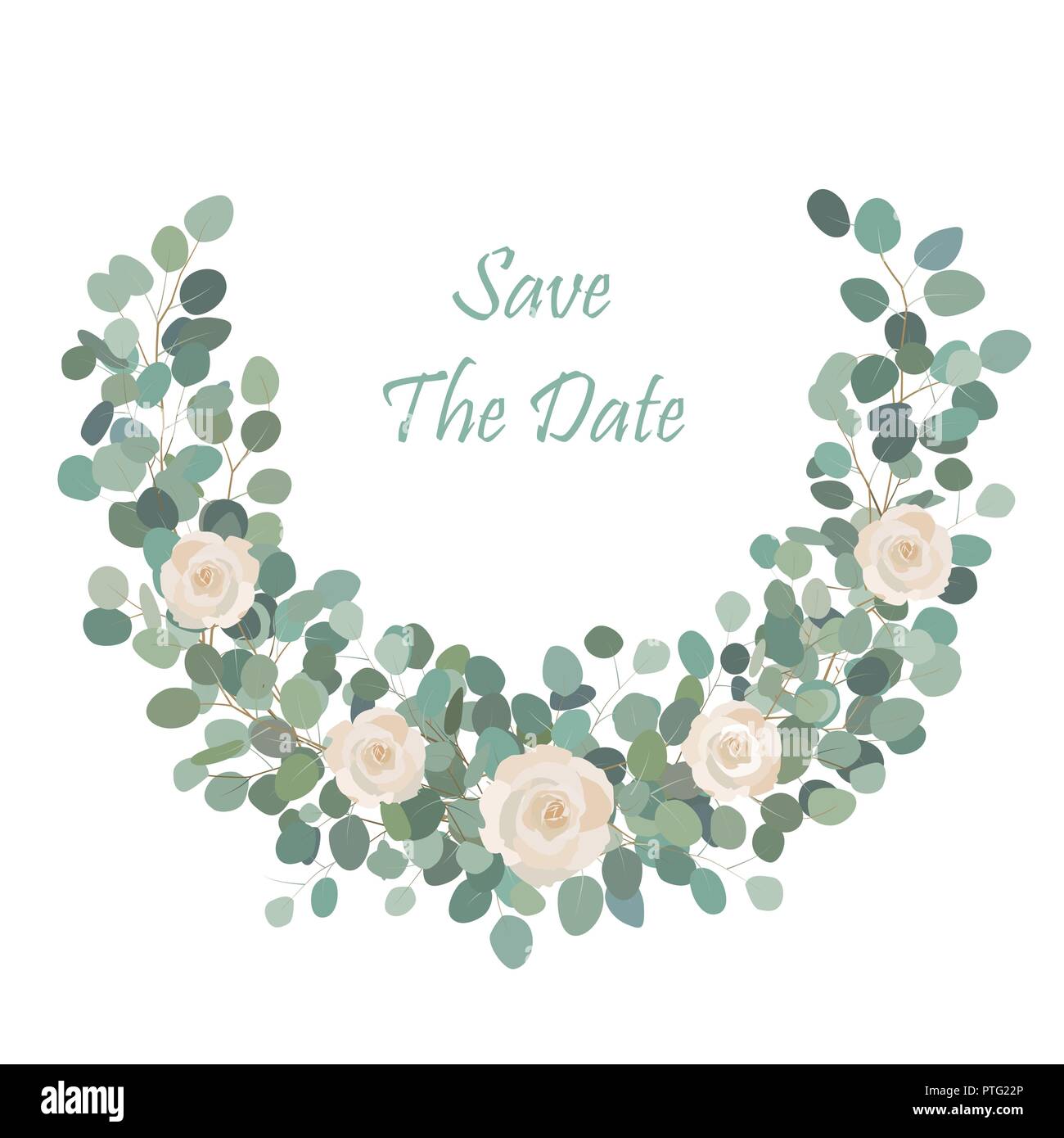 Rose blanche fleur mignon avec branche d'eucalyptus, de dollar en ...