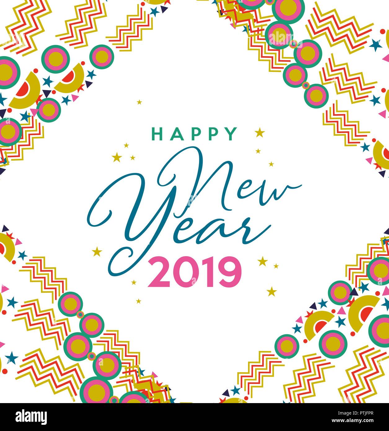 Bonne Année 2019 carte de vœux de l'illustration. Décoration fun avec ...