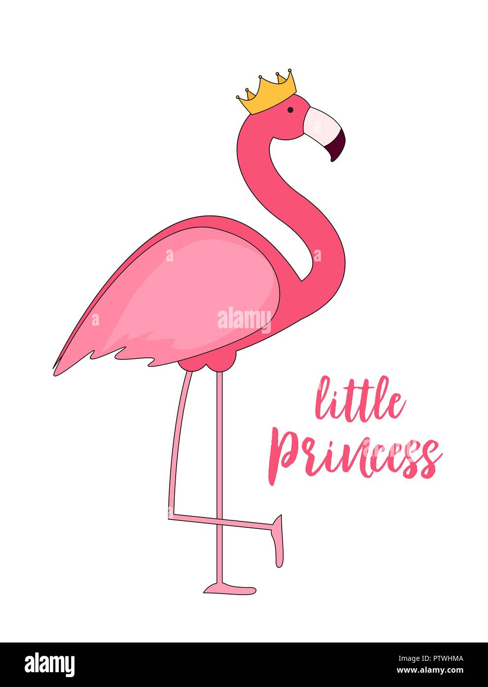 Cute Little Princess Résumé fond avec flamant rose Vector Illustration ...