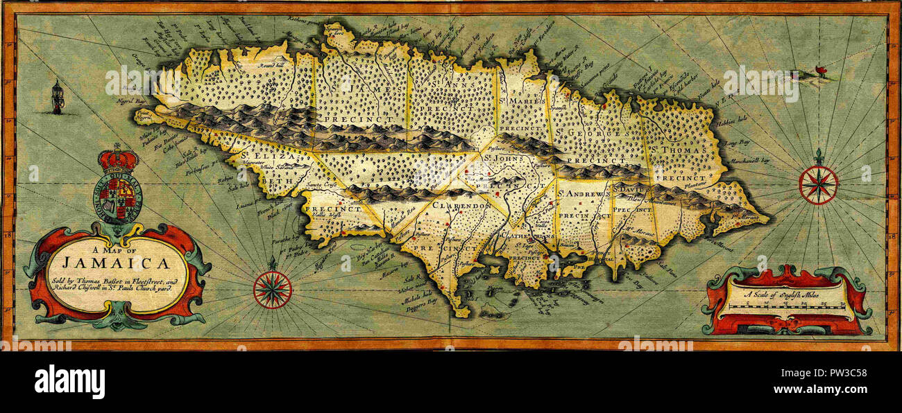 17th century map of jamaica Banque de photographies et d’images à haute ...