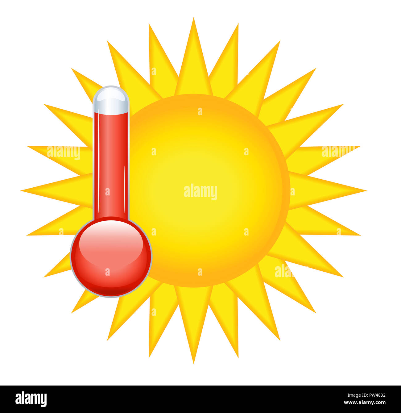 Météo climat ensoleillé chaud thermomètre de température d'été ...